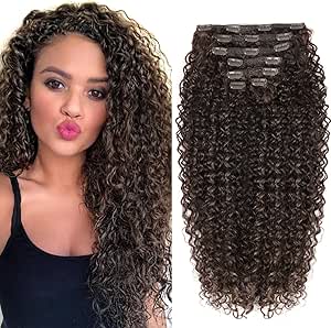 BHF 26 inch Curly Clip In Hair Extension, Double Weft Full Head ...