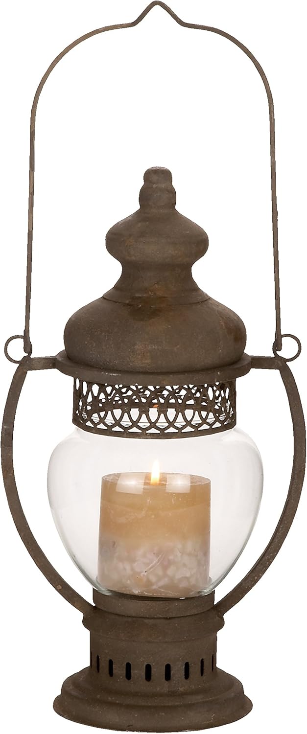 Deco 79 Linterna de Vela de Metal, 8 x 6 x 14 Pulgadas, café : Amazon ...