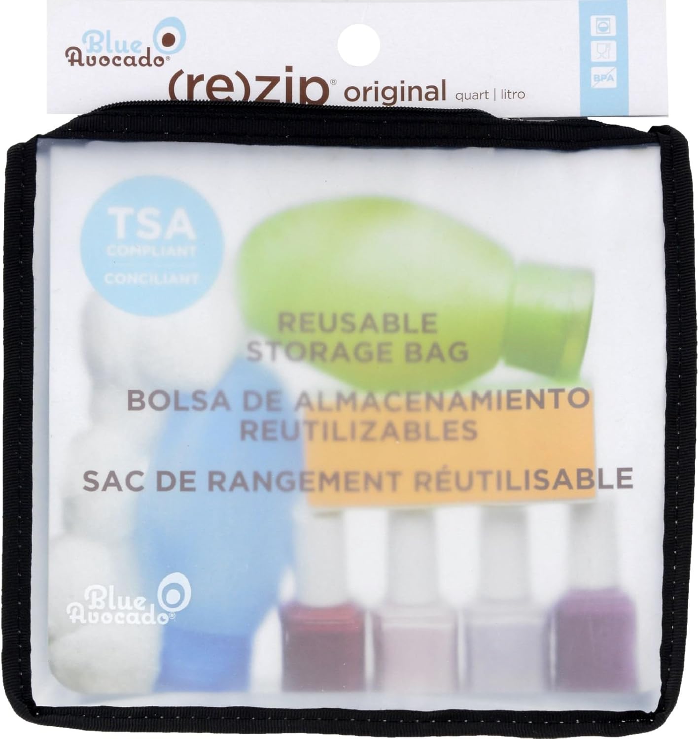 Amazon.com: 2 Pack of Blue Avocado - Zip Travel Bag - Quart Size ...
