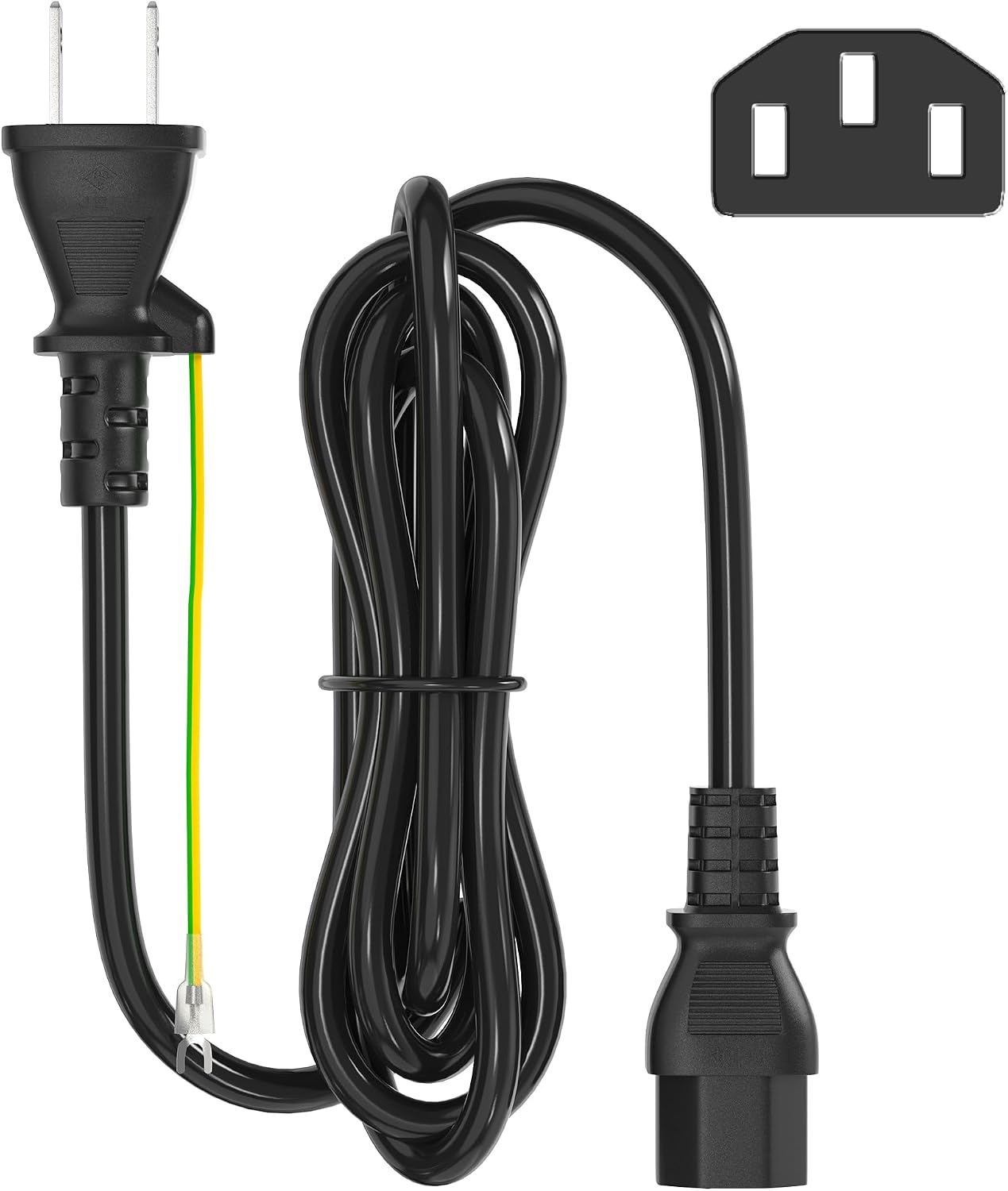 Amazon.co.jp: 【2個入り】pc電源延長ケーブル 黒 3ピン 変換 1.8m 7A 125V 700W アース線付き コンセント3 ...