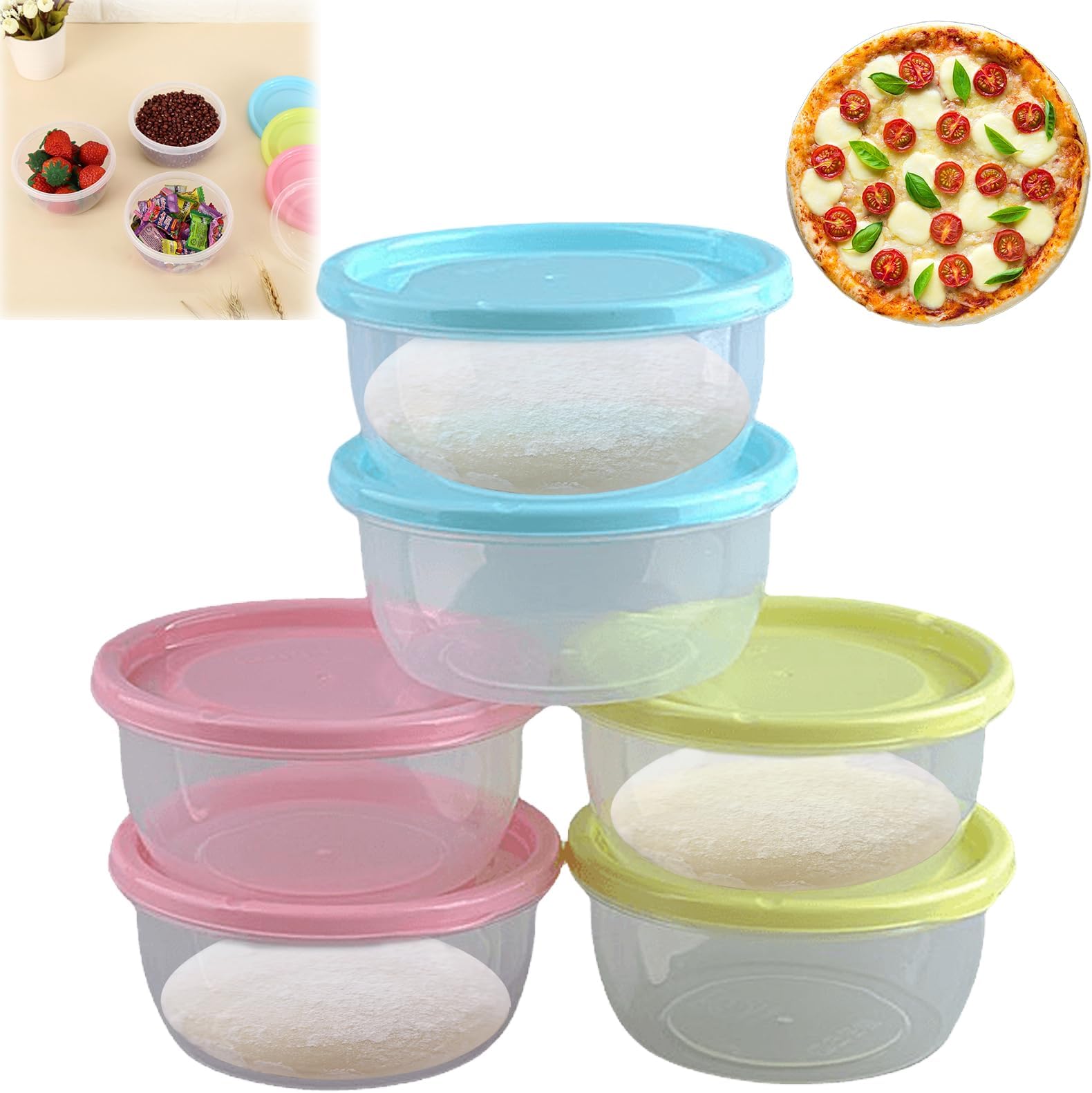 Molbory 6 Stück Pizzaballenbox mit Deckel, Teigballenbox Kunststoff ...