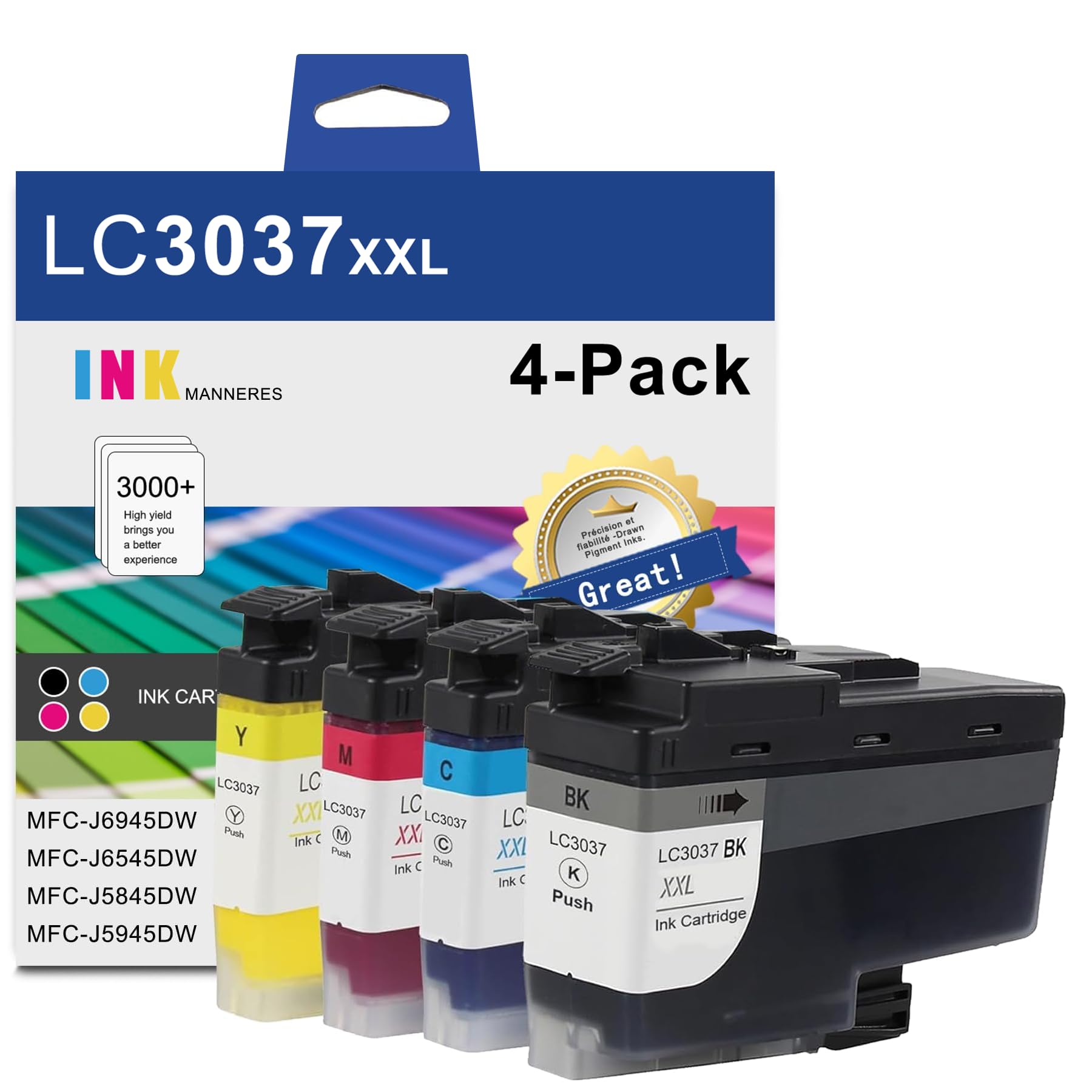 Amazon.com: LC3037XXL Super High Yield Ink Cartridge (Total 4-Pack, 1BK ...