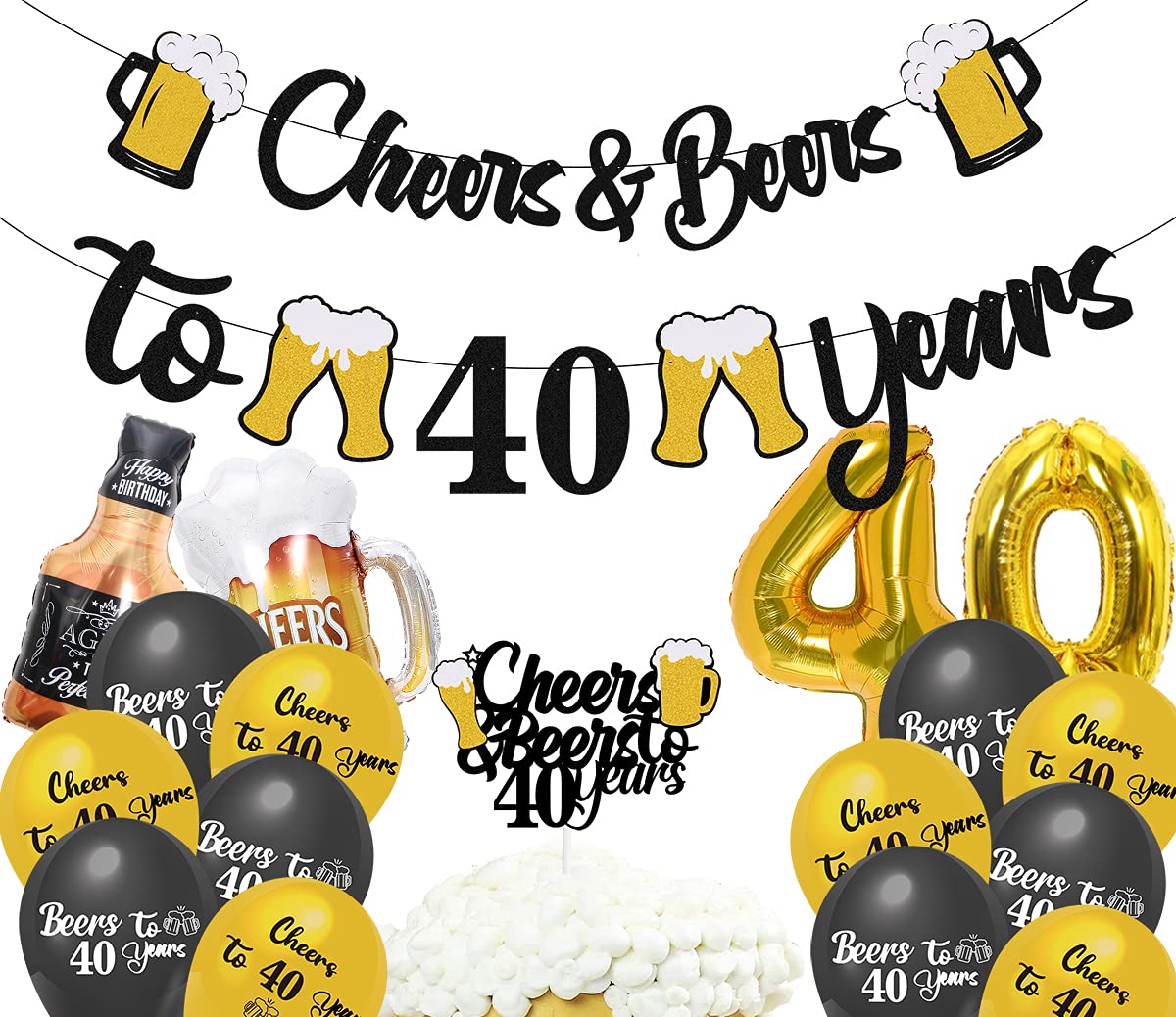 Buy GZDUCK Cheers and s to 40 Years Decorations - Cheers to 40 Years ...