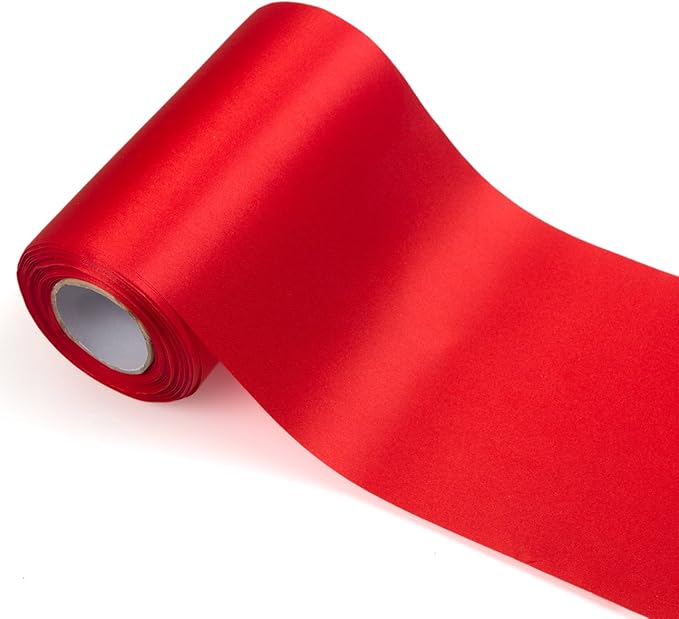 ADVcer 6 inch Wide Red Satin Ribbon Roll - 24.1 Yard Long Bulk for ...