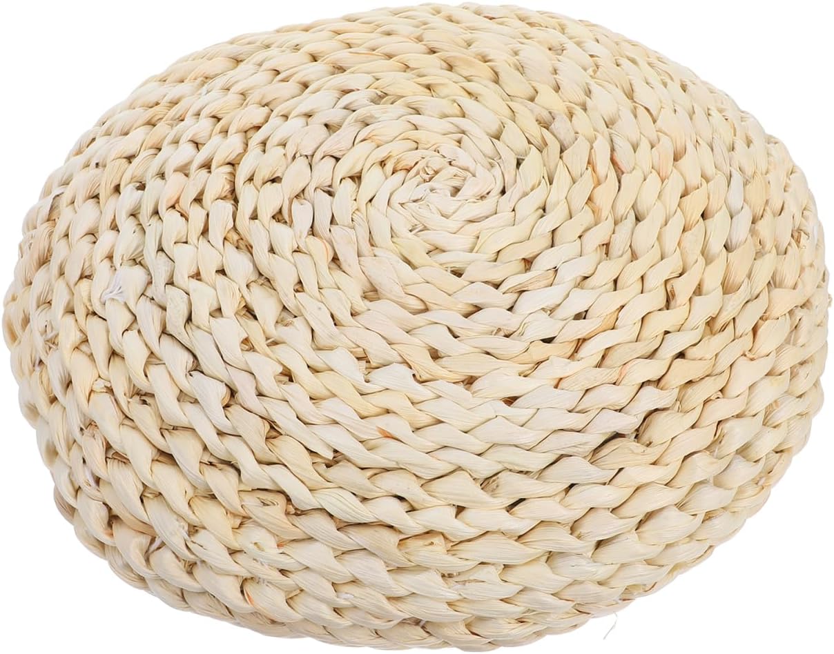 CAXUSD Handmade Straw Braid Cushion for Yoga Meditation Natural Cotton ...