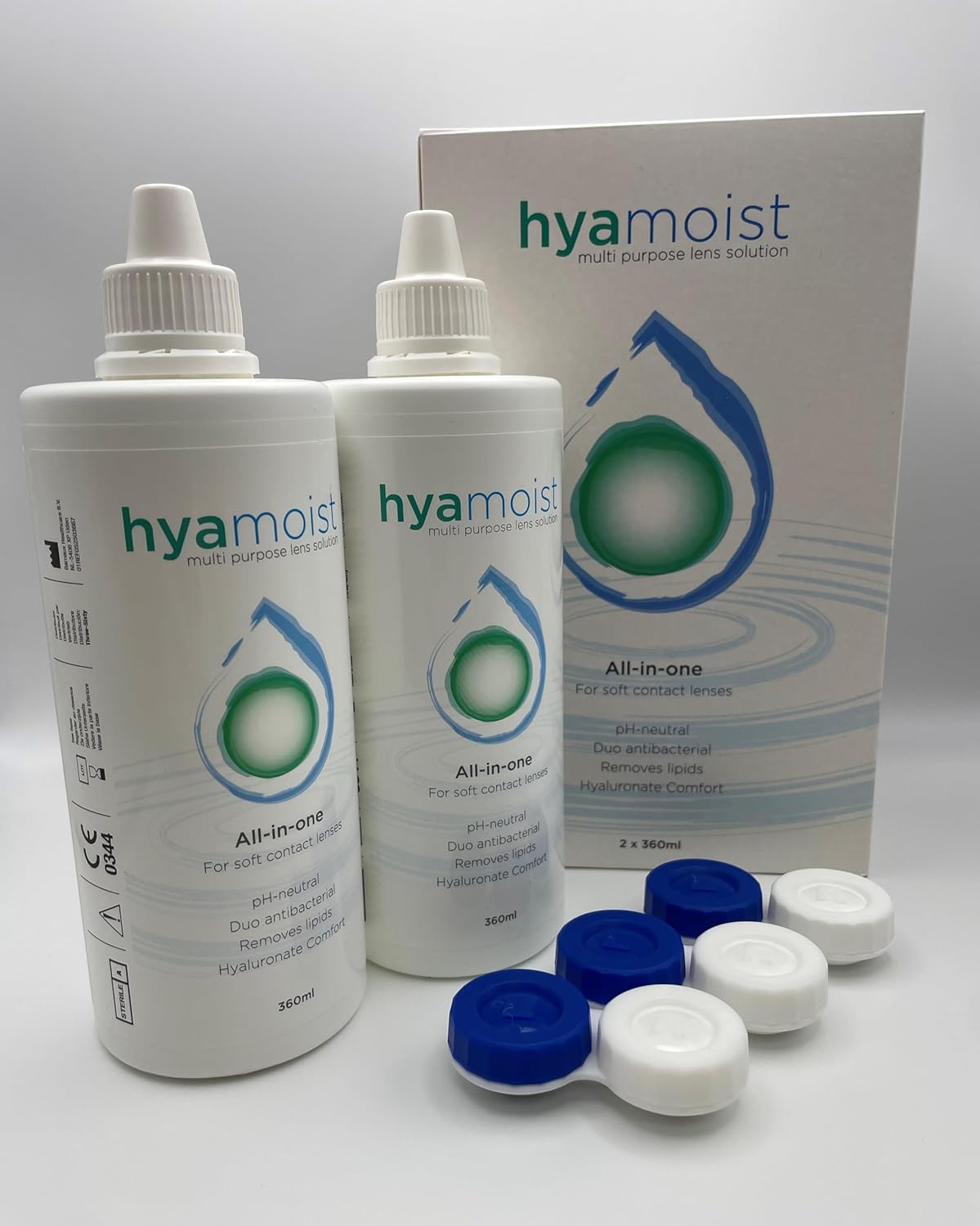 Hyamoist Multi-Purpose Contact Lens Solution, 2X 360ml. Complete All-in ...