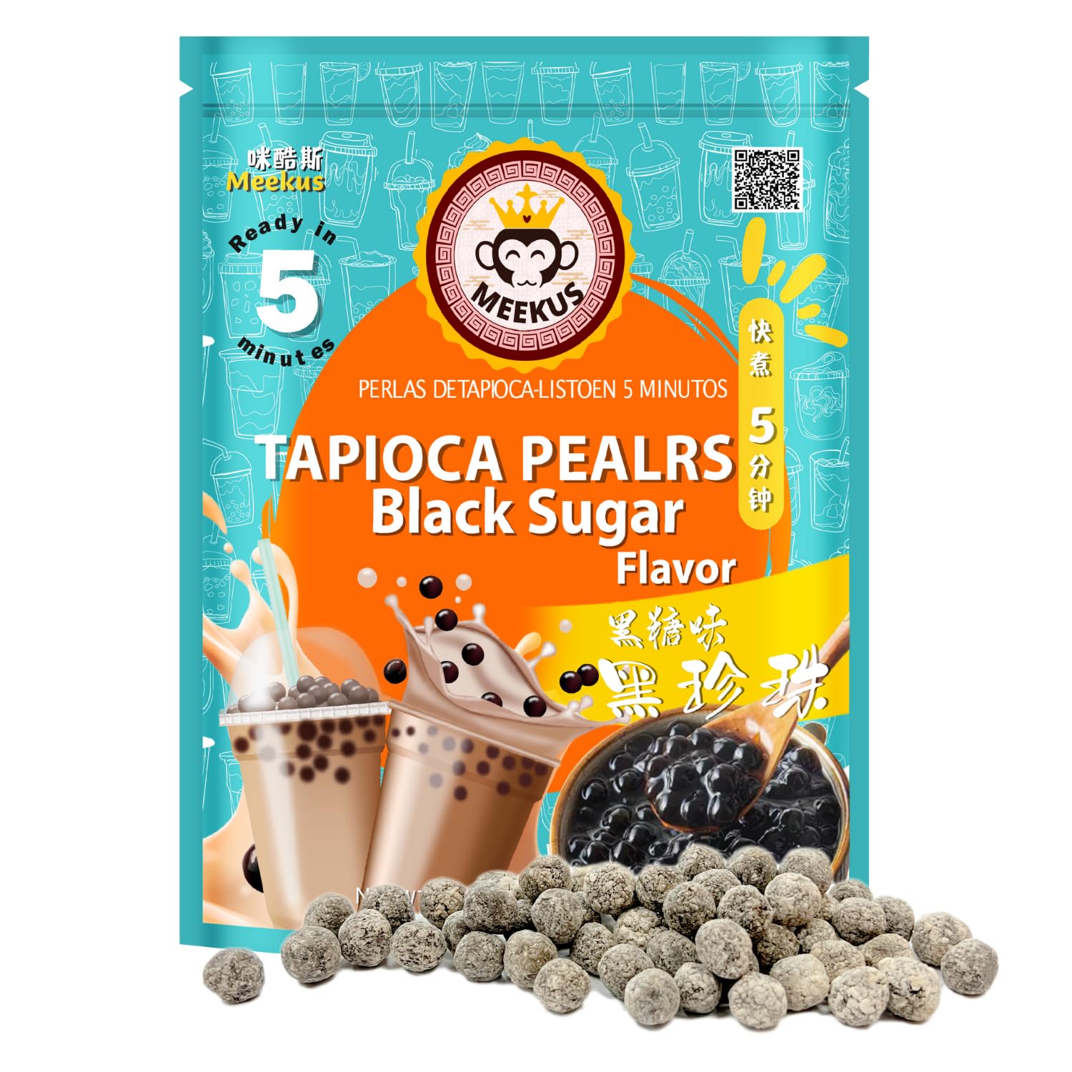 Amazon.com: Meekus Bubble Tea Tapioca Pearls Black Sugar Flavor, Boba ...