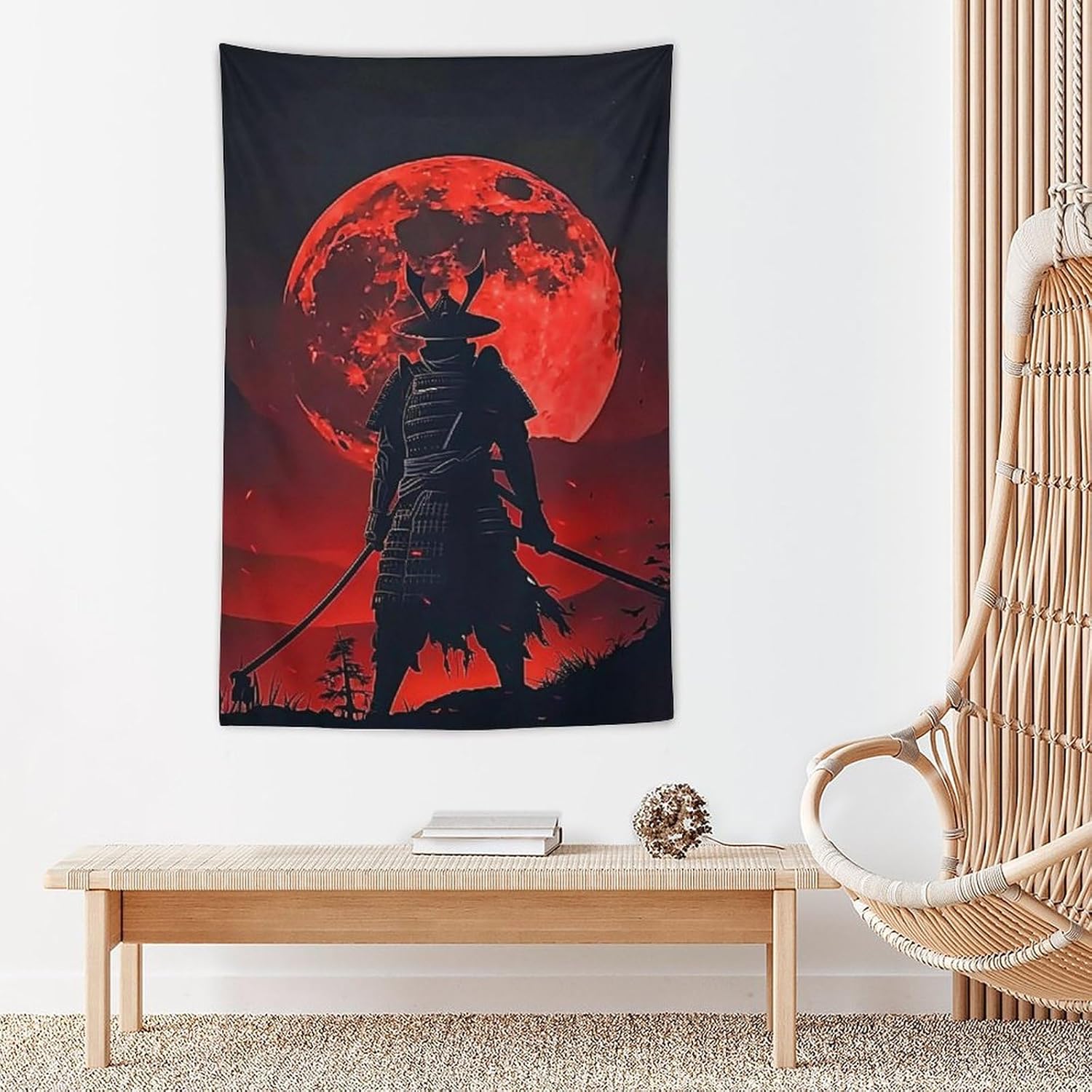 Amazon.com: KeKee Japanese Samurai Standing Silhouette Red Sun Mount ...