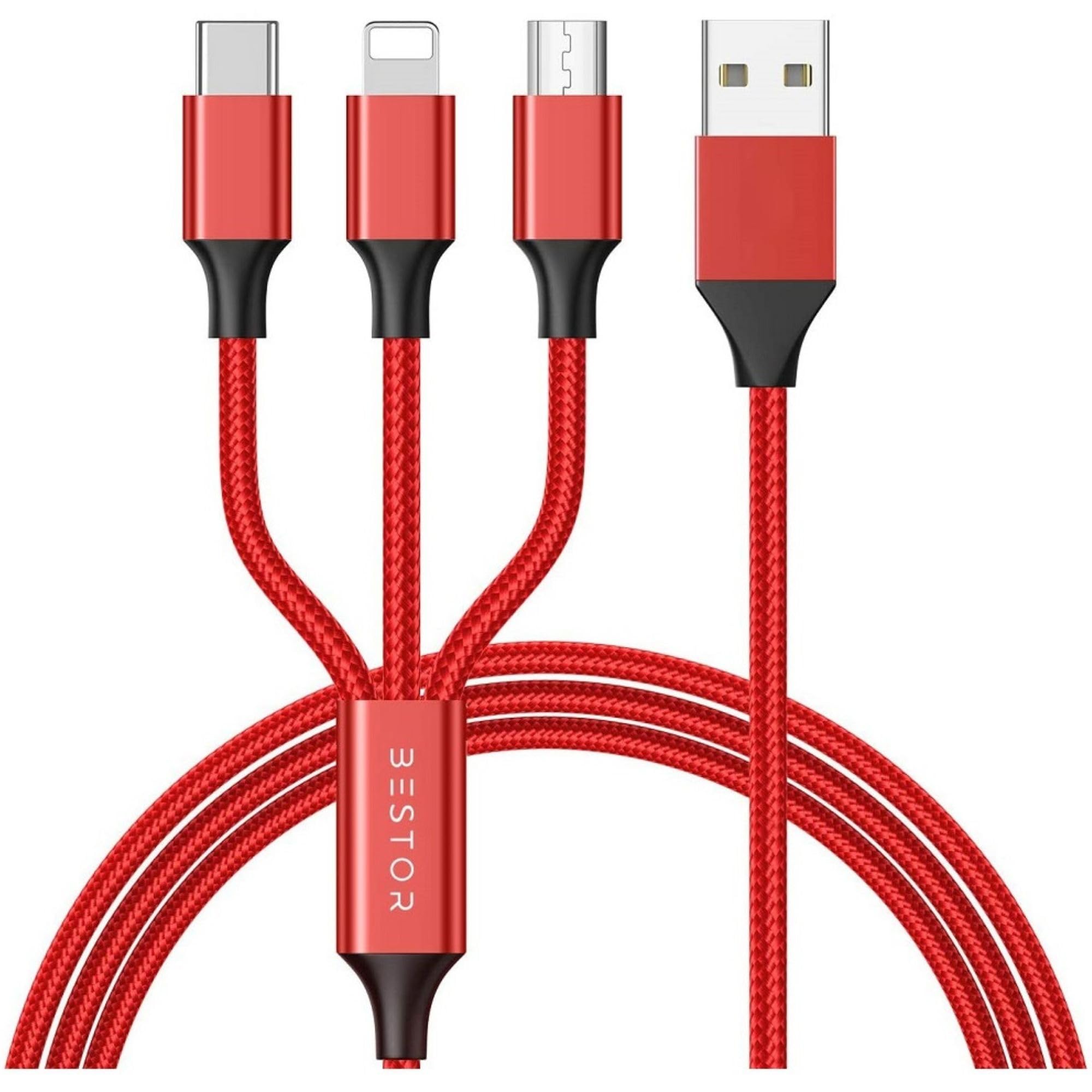 BESTOR® Multi Charging Cable 3 in 1 Nylon Braided Multiple USB Fast ...