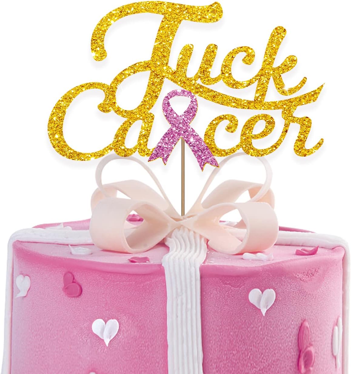 Amazon.com: Fuck Cancer Cake Topper, Breast Cancer Awareness Cake Decor ...