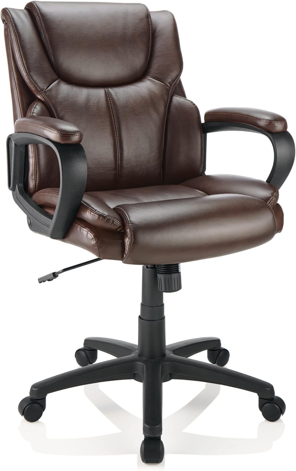 Amazon.com: Brenton Studio® Mayhart Vinyl Mid-Back Chair, Brown/Black ...