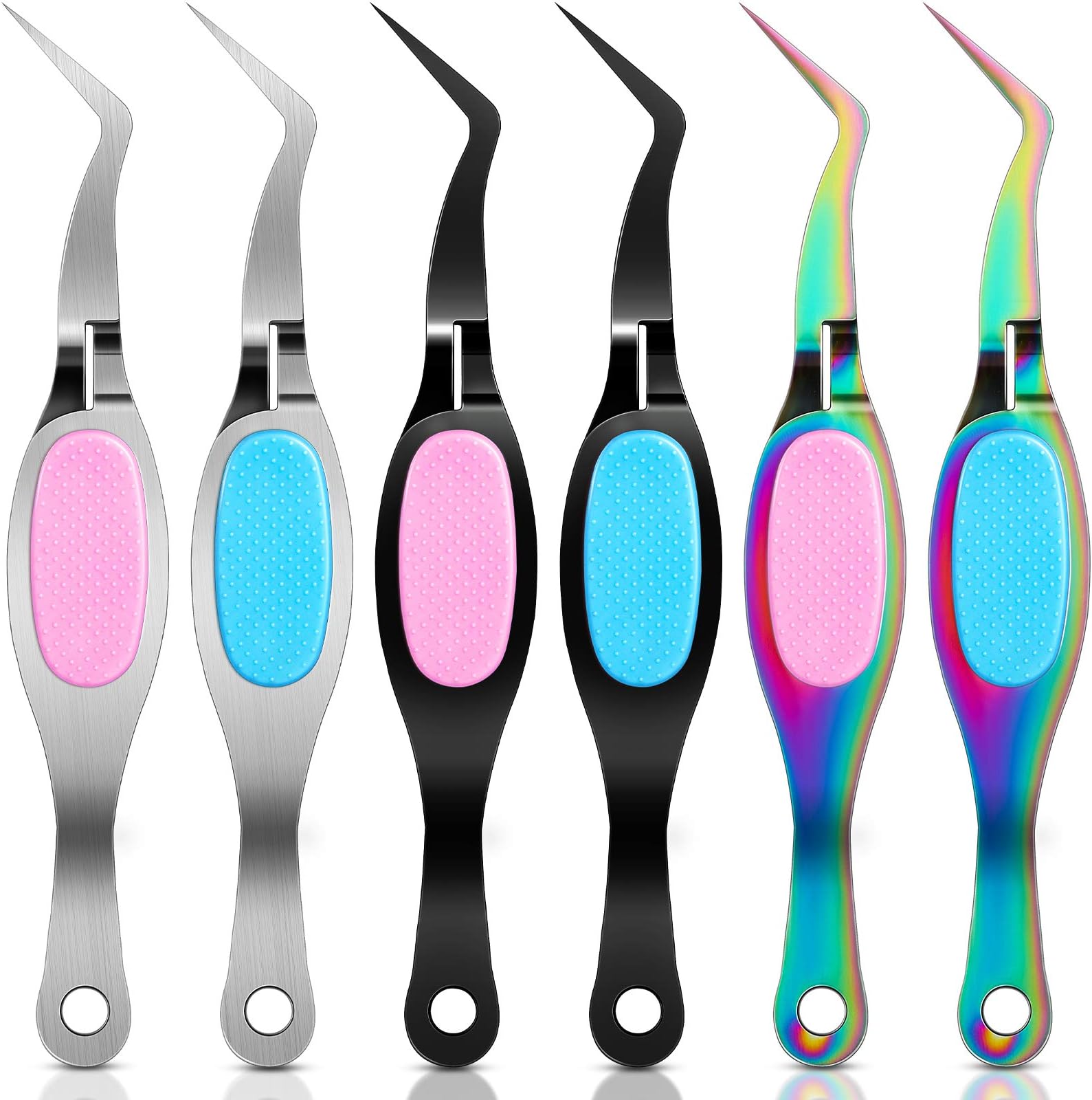 Amazon.com : 6 Pieces Craft Tweezers Crossing Lock Curved Stainless ...