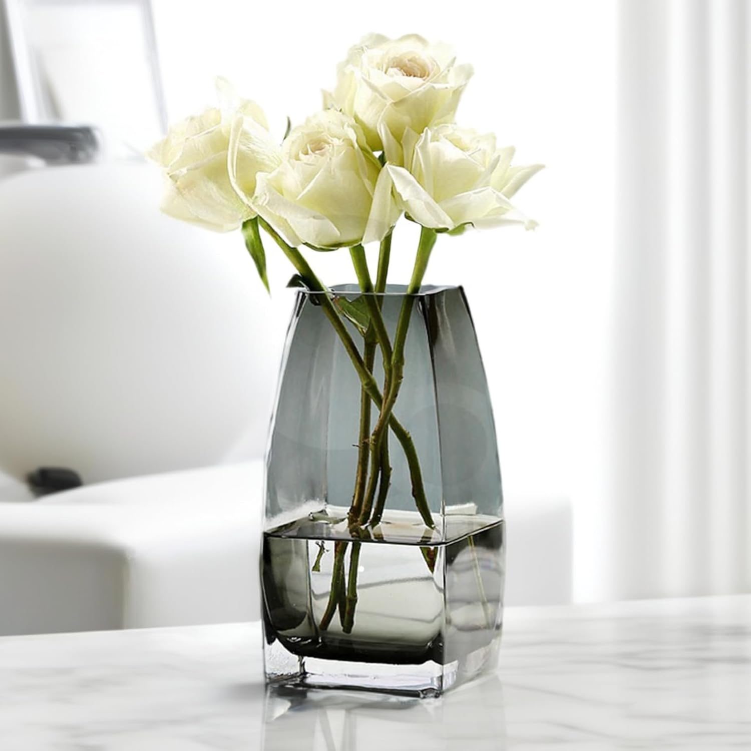 Amazon.com: Yuuker.T Tall Black Grey Glass Flower Vase,Large Black Grey ...