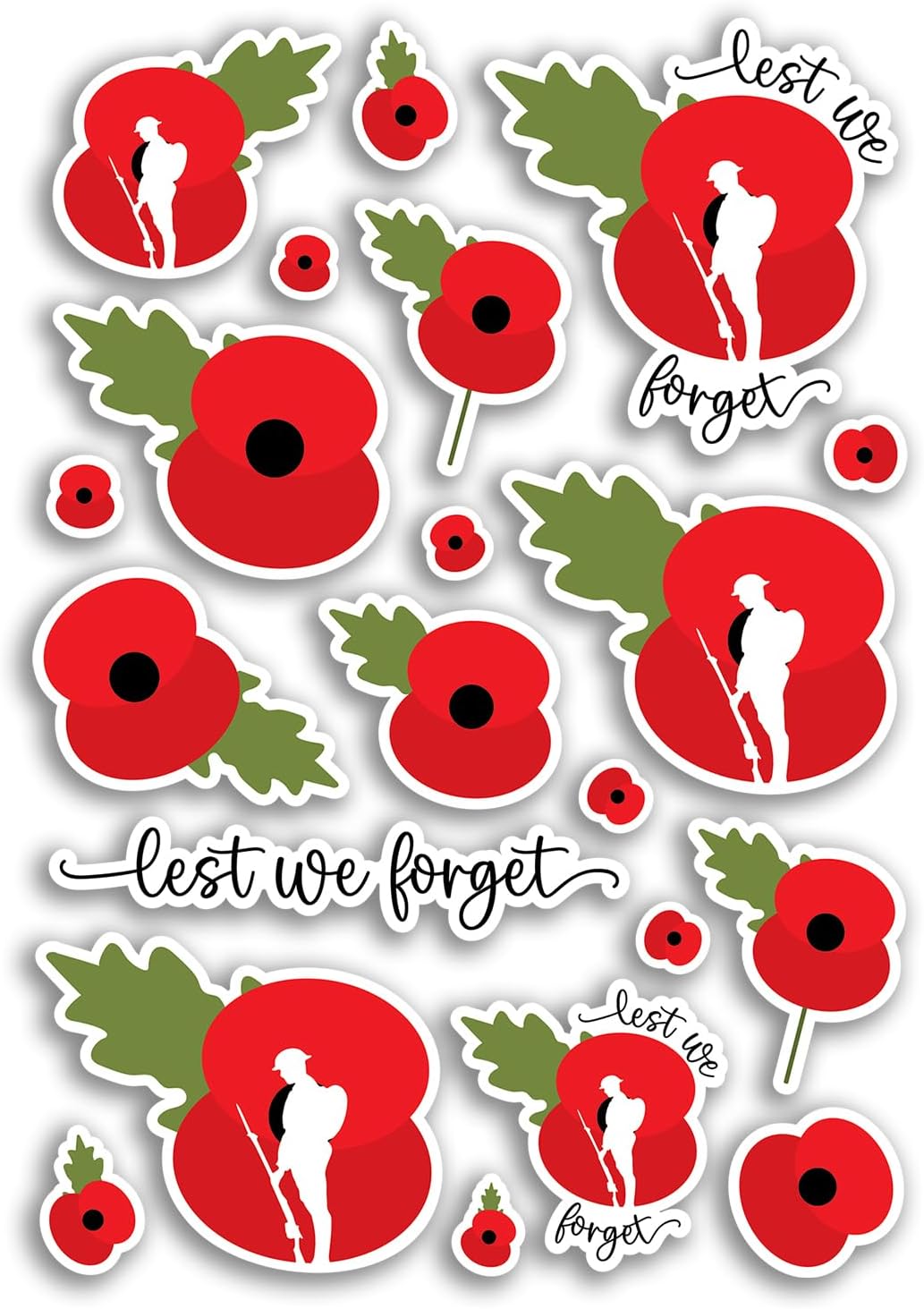 A4 Sticker Sheet Lest We Forget Vinyl Stickers - Remembrance Day ...