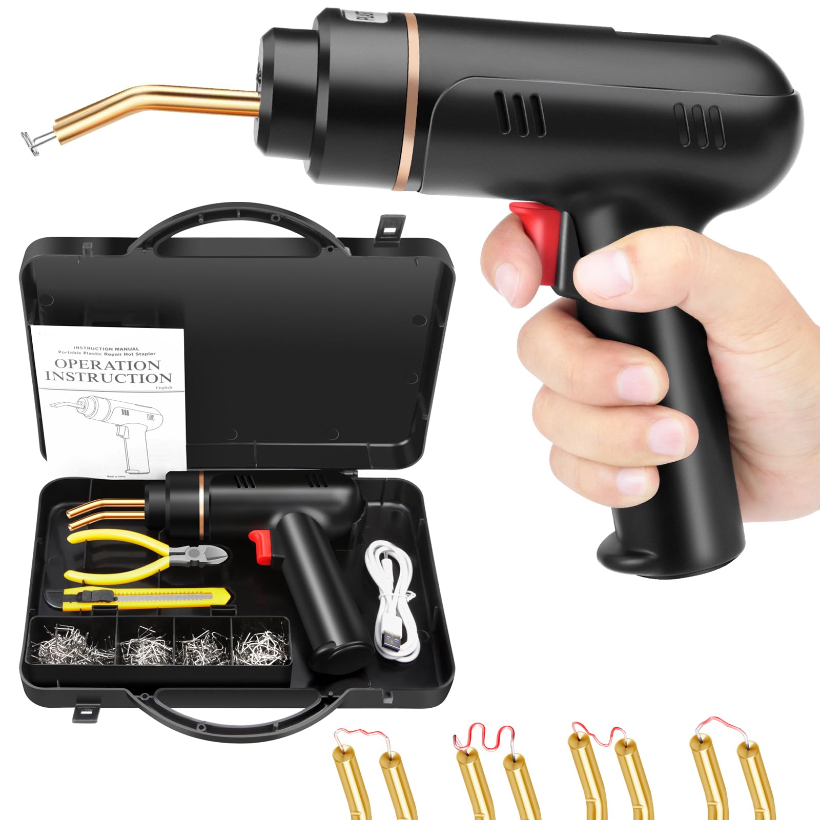 Cordless Plastic Welder, Rechargeable Hot Stapler Gun with Hot Staples ...
