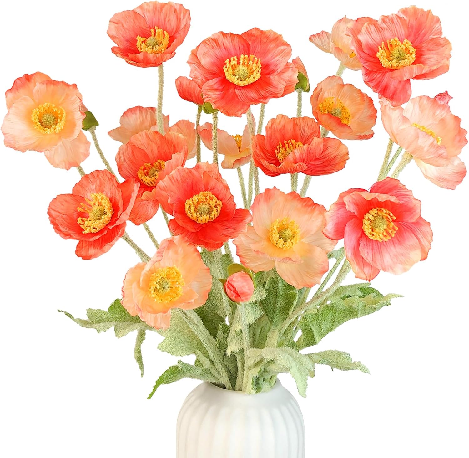 Amazon.com: HORSQK Artificial Flowers 6Pcs Artificial Poppy Silk ...