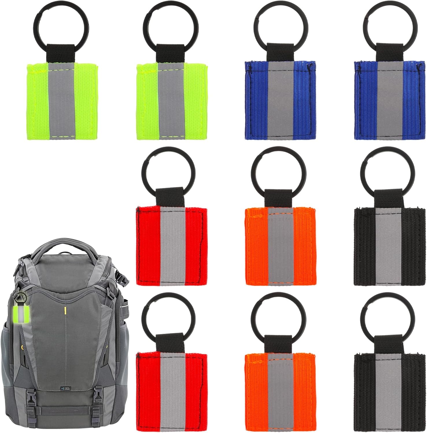 Aiyorse 10 Pcs Reflective Keychain Tags, Nylon Zipper Pulls Double ...