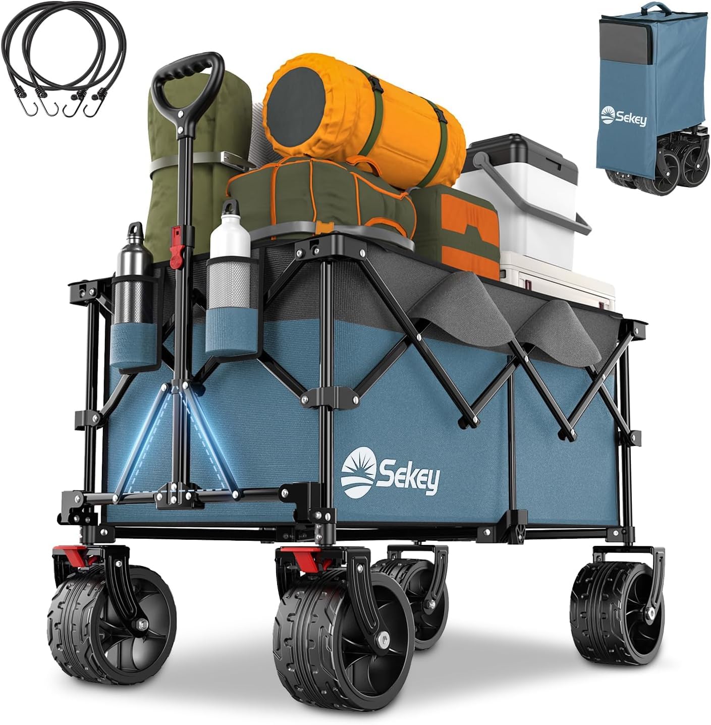 Sekey 200L Folding Festival Trolley with All-Terrain Extra Wide Wheels ...