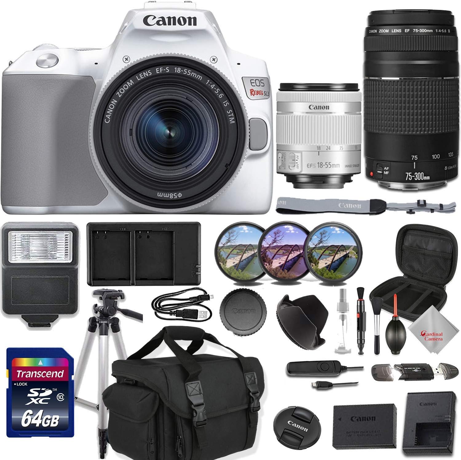 Amazon.com : Canon EOS Rebel SL3 DSLR Camera (White) + 2 Lens Bundle ...