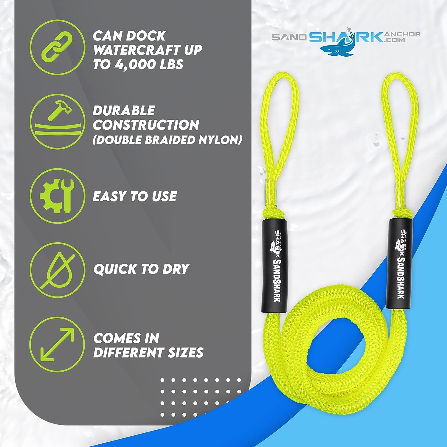 Snapklik.com : 2 Pack Bungee Dock Lines Stretches 6-9 Ft Absorbs Shock ...