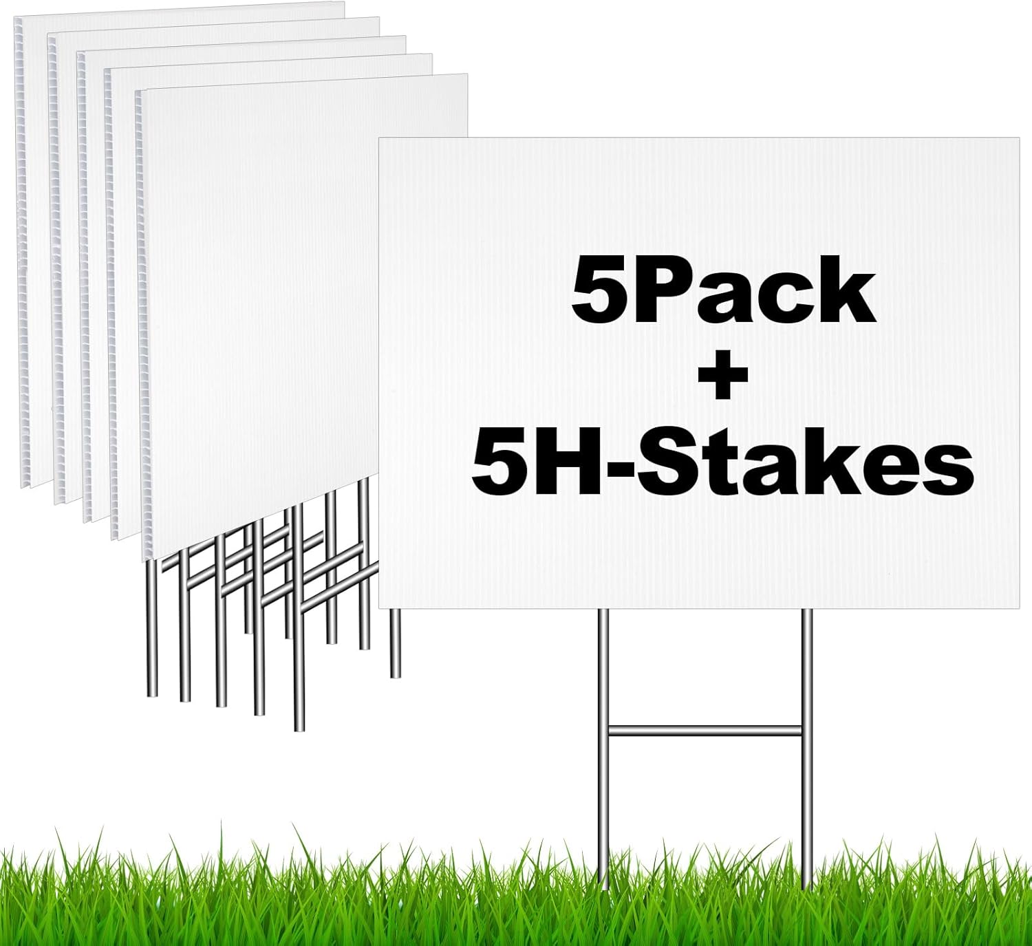 Amazon.com : 5 Pack Blank Yard Sign Stakes - Heavy Duty Metal Wire Stakes for Garden Lawn Signs ...