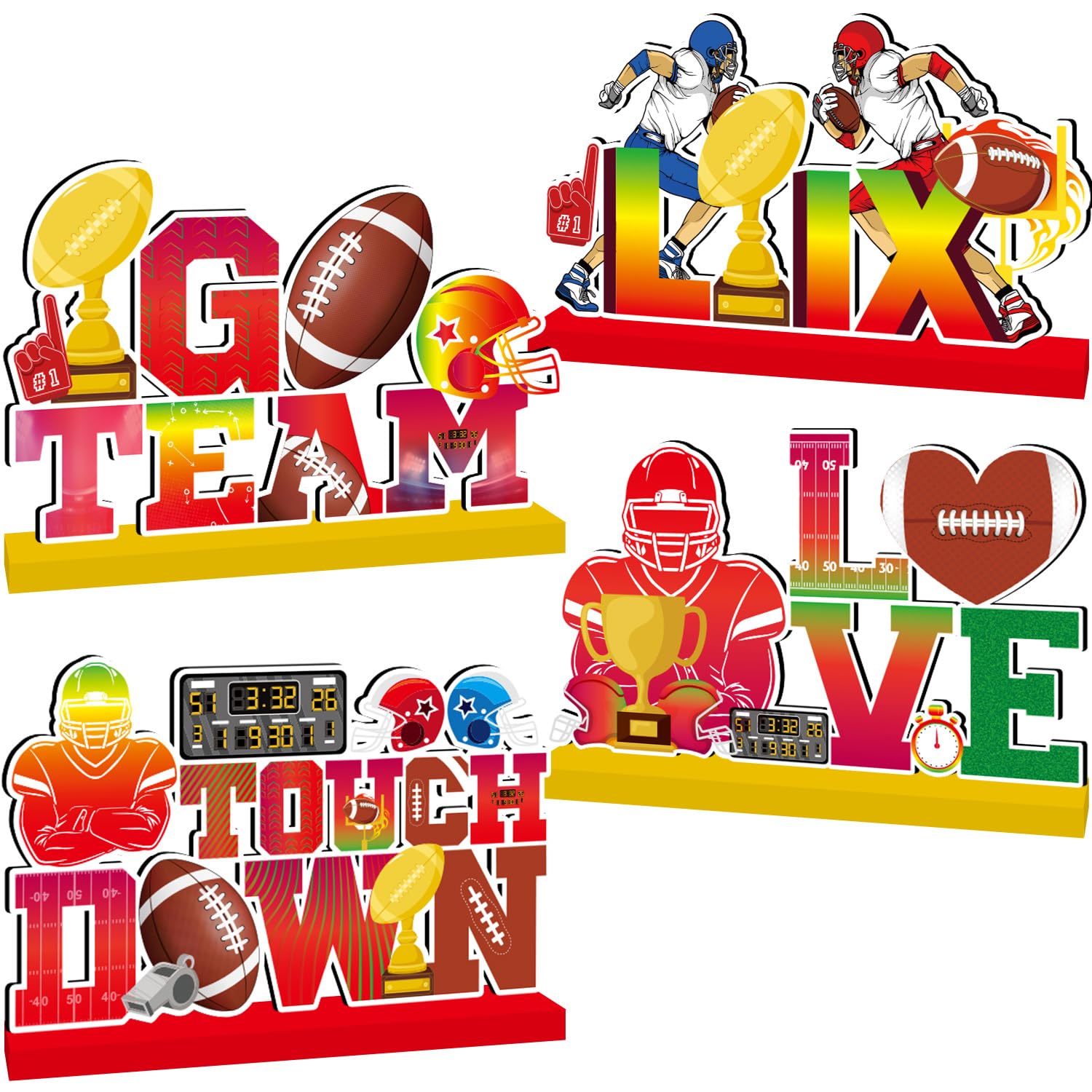 Amazon.com: 4Pcs Super Football Party Decorations 2025 Wooden Table ...
