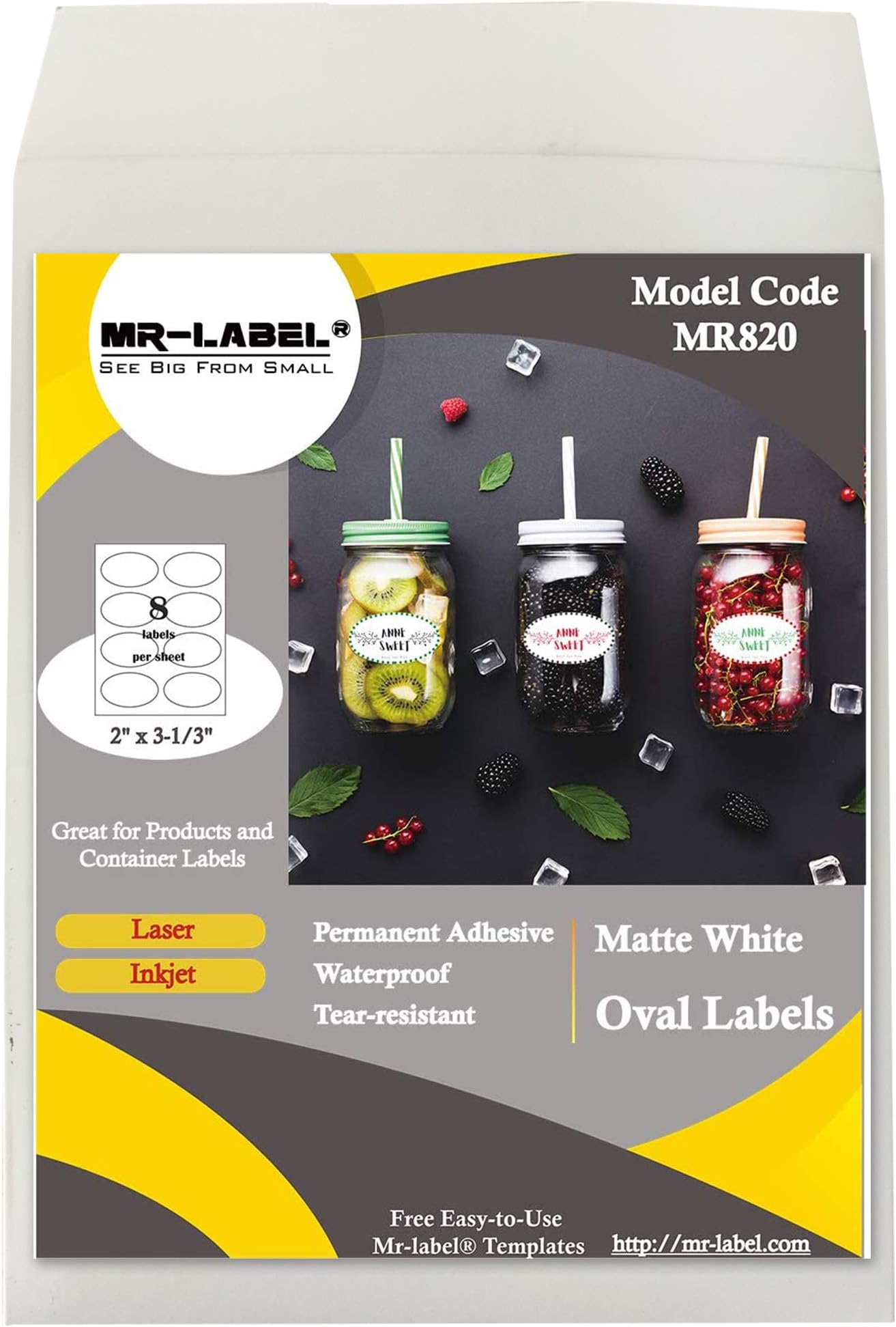 Amazon.com : Mr-Label 1.5" x 2.5" Matte Frosted Clear Oval Labels ...