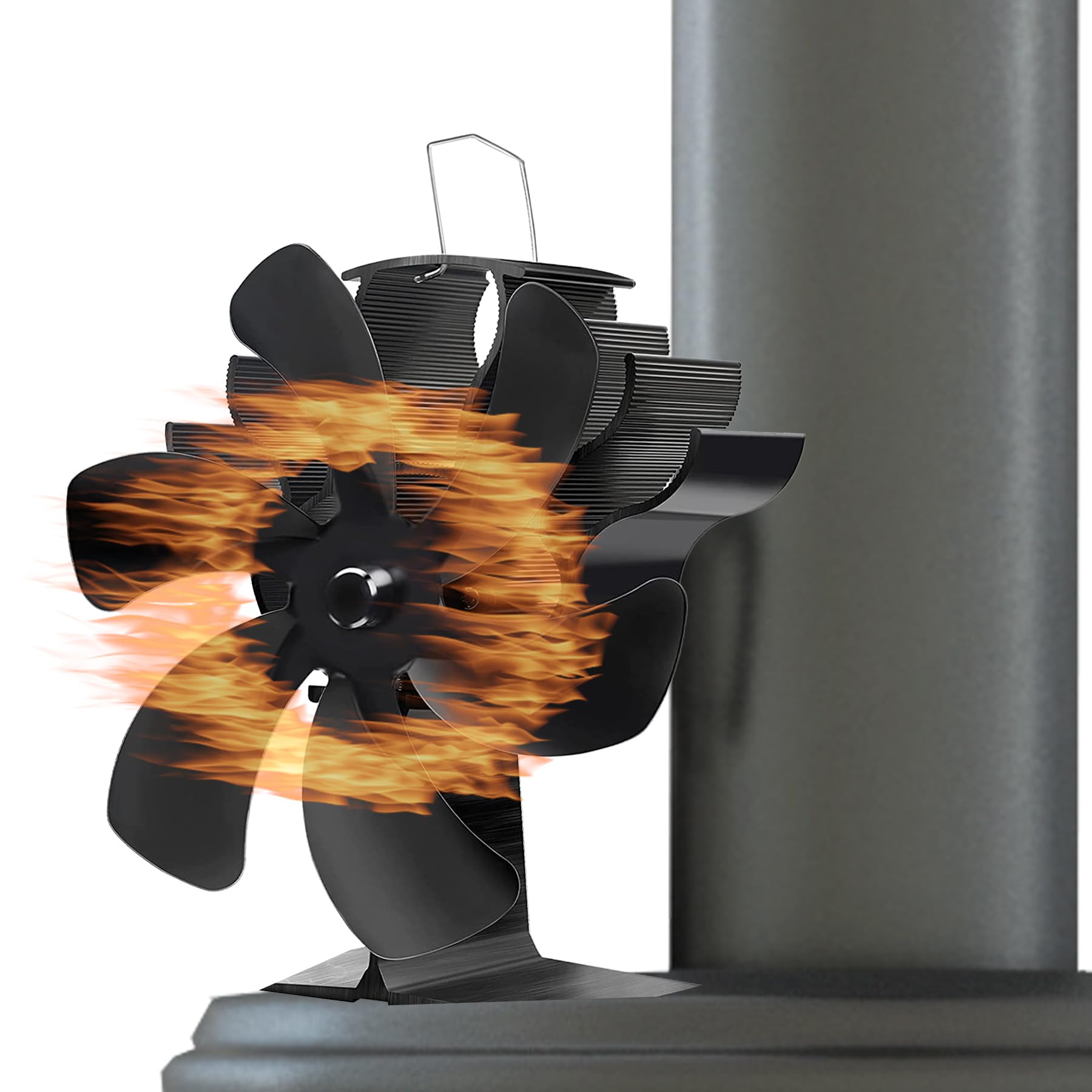 Woodstove Fan PYBBO Heat Powered Wood Stove Fan With Pipe Attachment ...