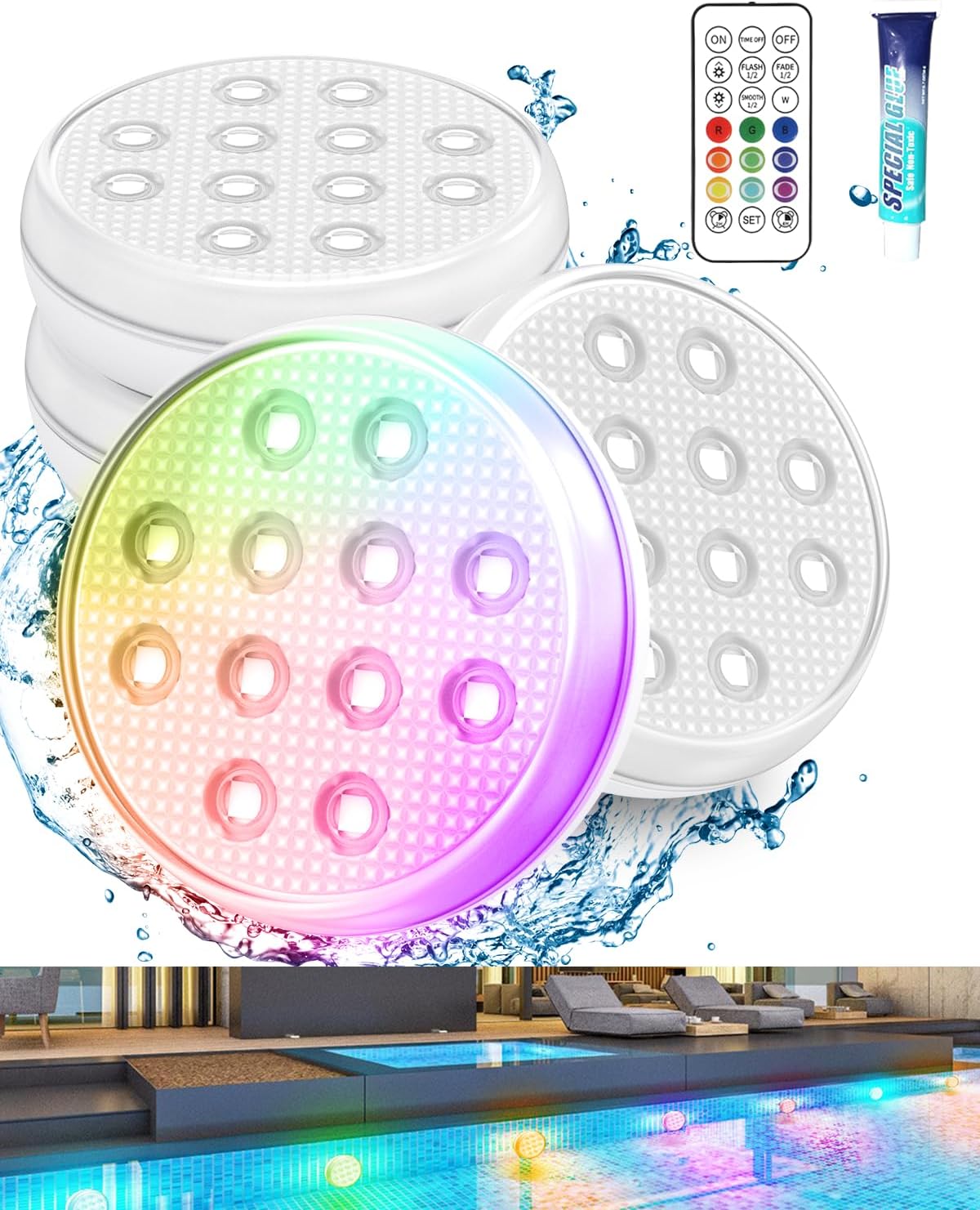 Amazon.com: VeoeV Rechargeable Pool Lights with Remote, Wireless ...