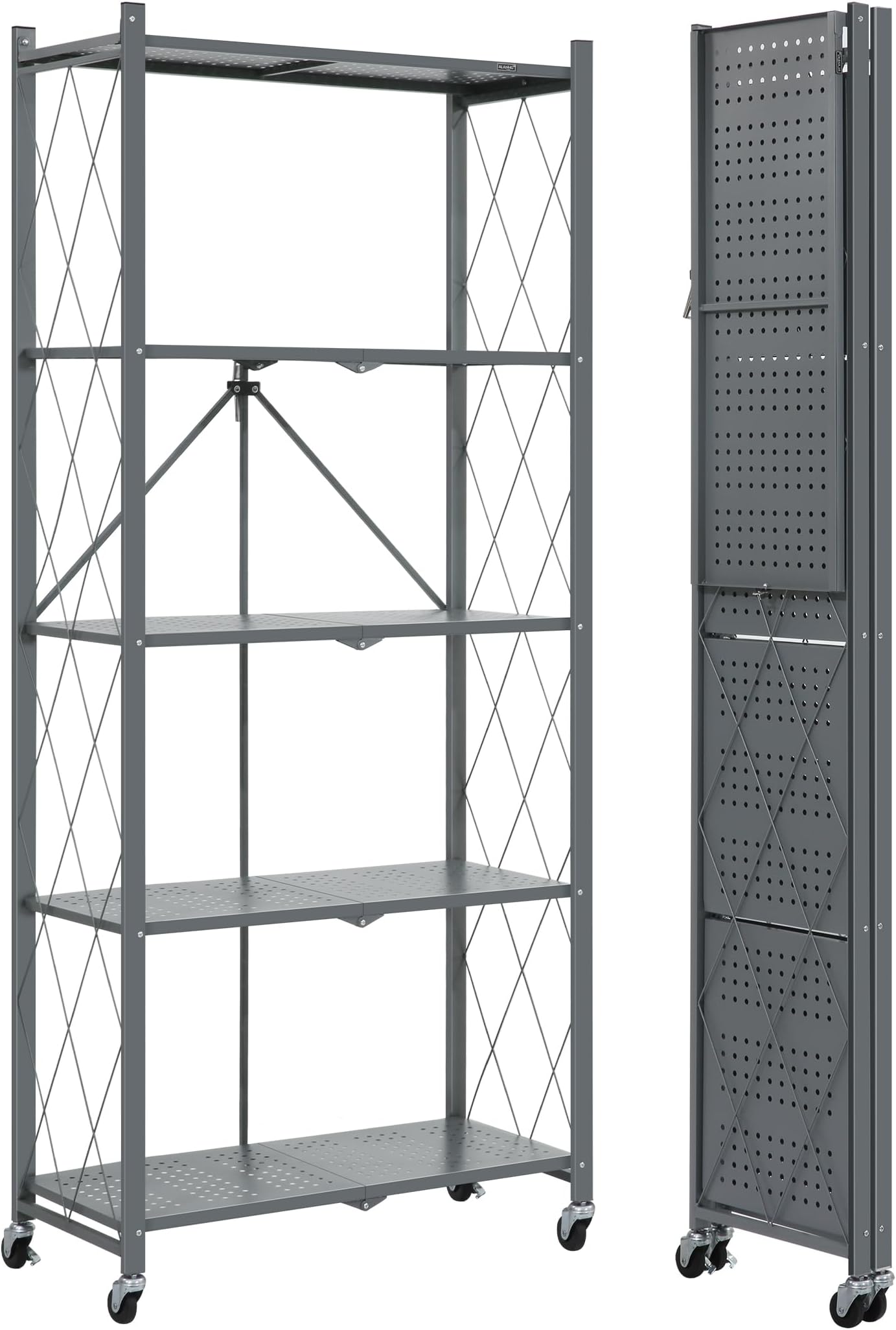 Amazon.com: Himix 5-Tier Foldable Vendor Display Shelves with 20 Hooks ...