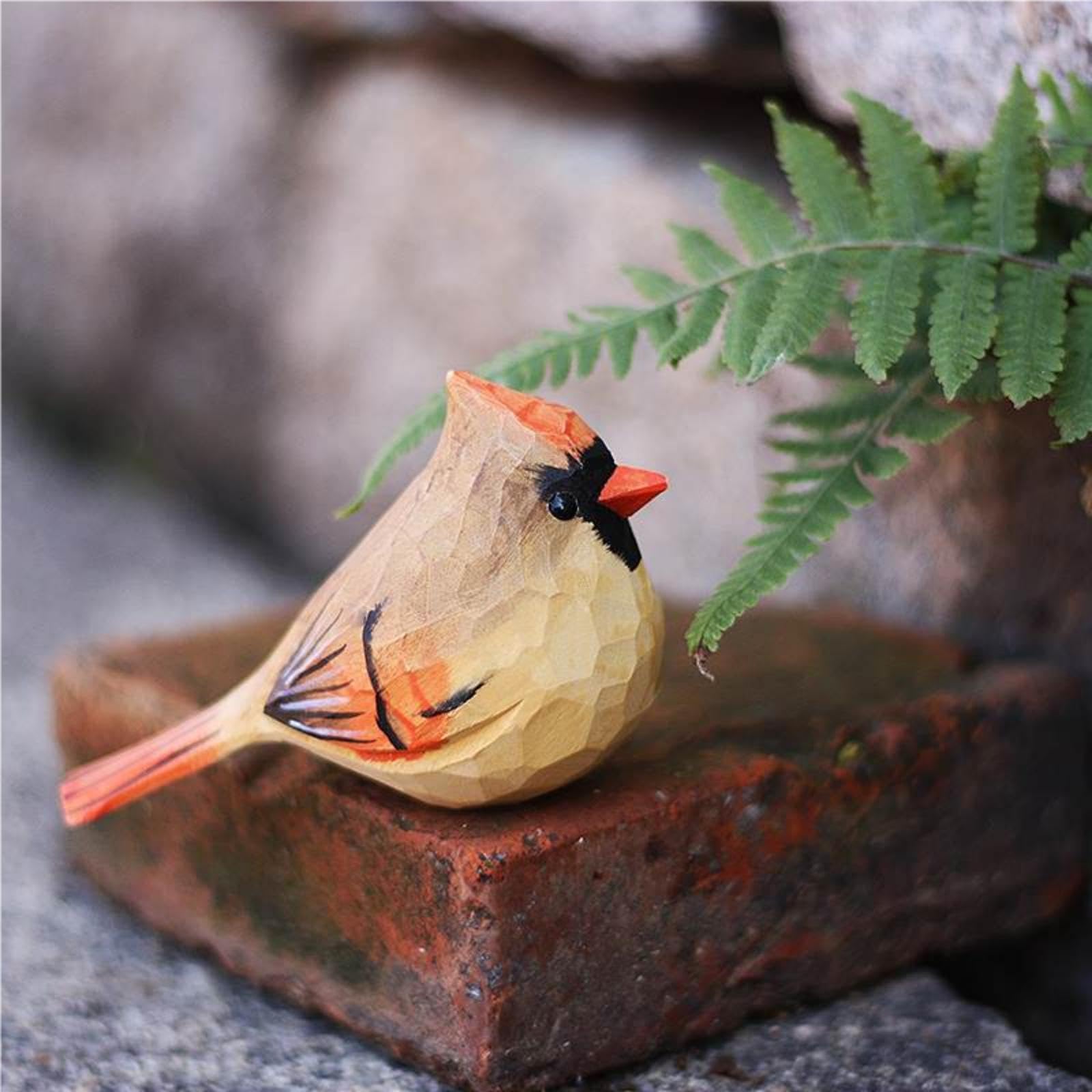 Amazon.com: ShaoAngDuoMi Small Carved Wooden Northern Cardinal ...