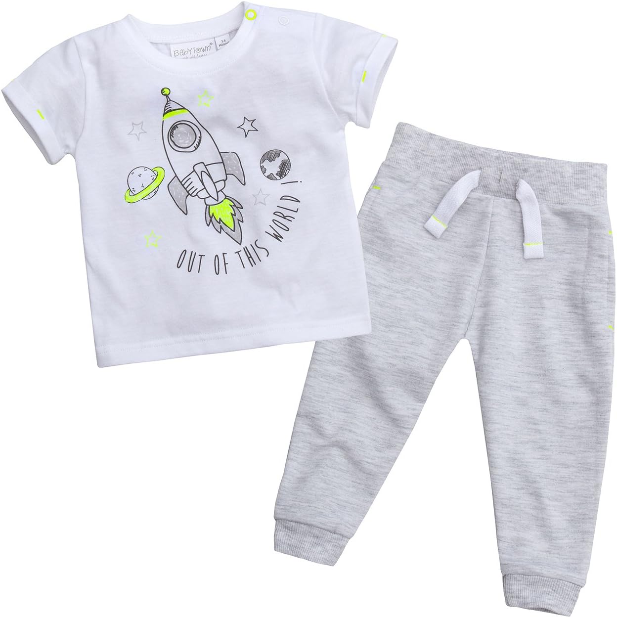 BabyTown Newborn Baby Boys Space Themed Outfit - T Shirt & Joggers ...