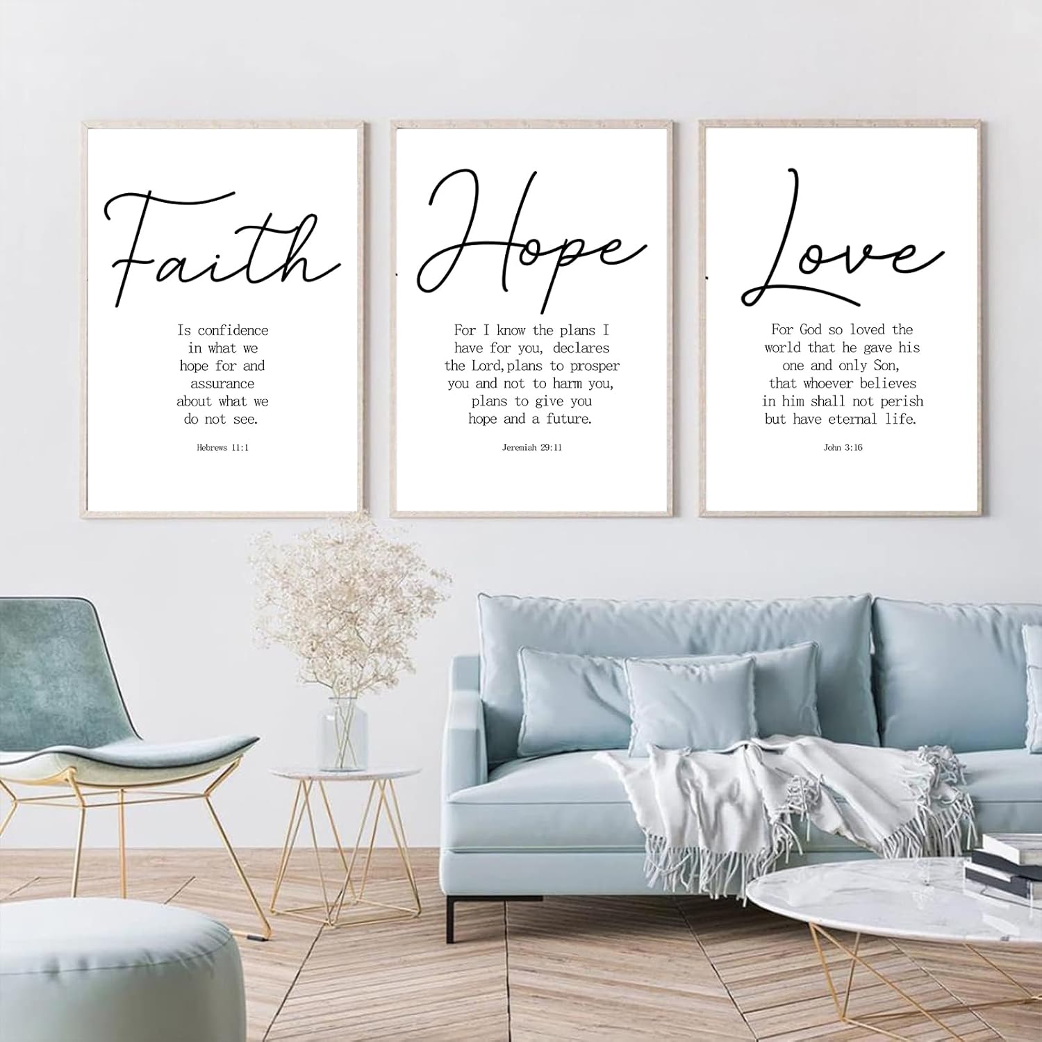 Amazon.com: Bible Verses Canvas Wall Art Faith Hope and Love Posters ...