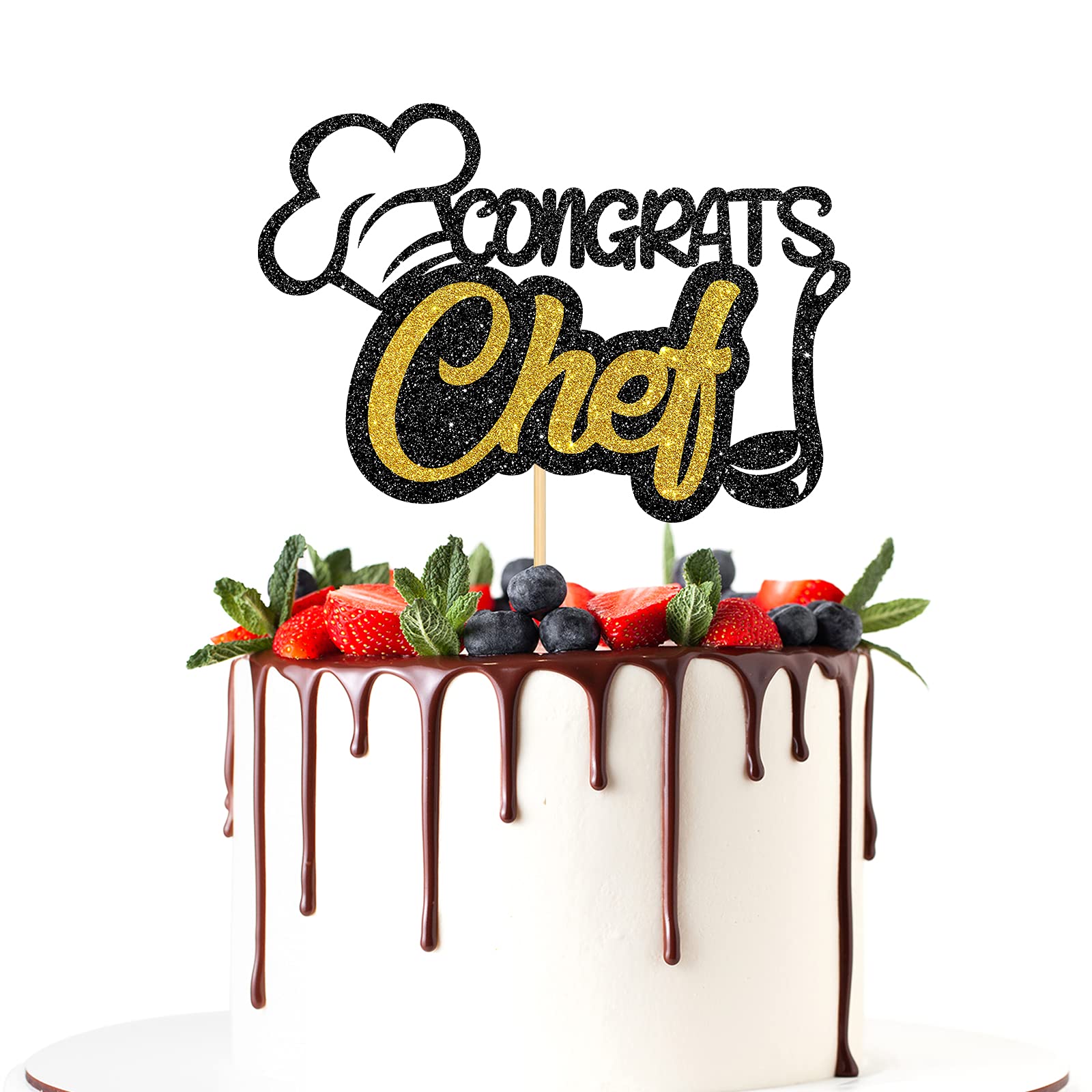 Halodete Glitter Congrats Chef Cake Topper Educated Af Cake Topper ...