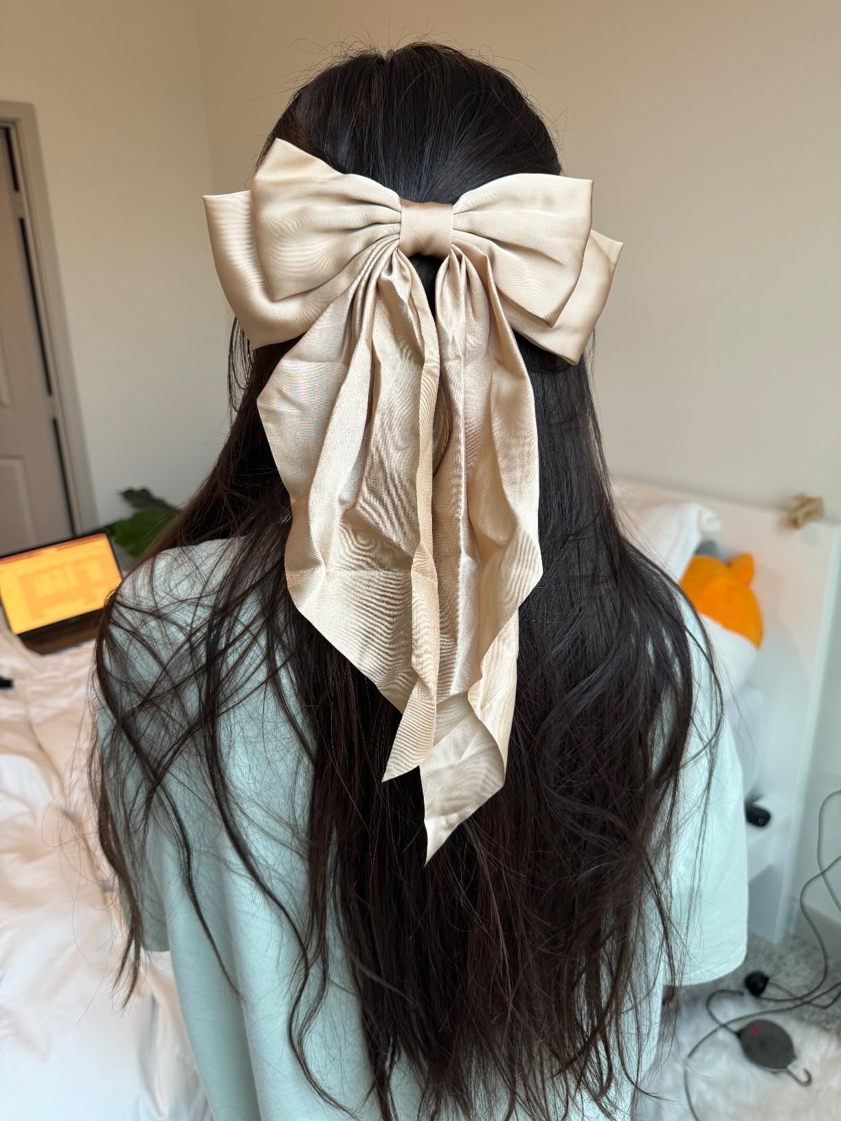 Amazon.com : Large Hair Bows for Women Sapphire Blue Silky Satin Hair ...