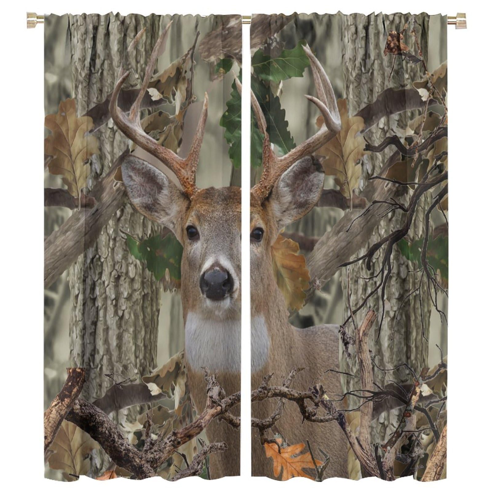 Amazon.com: SHElifestyle Camo Buck Deer Curtains, Camouflage Forest ...