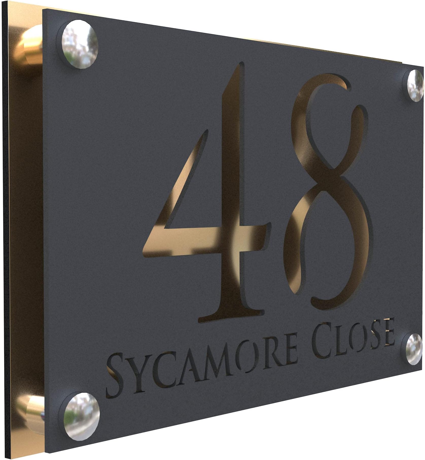 K Smart Sign | Simpatico A4 F32 | Matt Dark Gray Personalised House ...