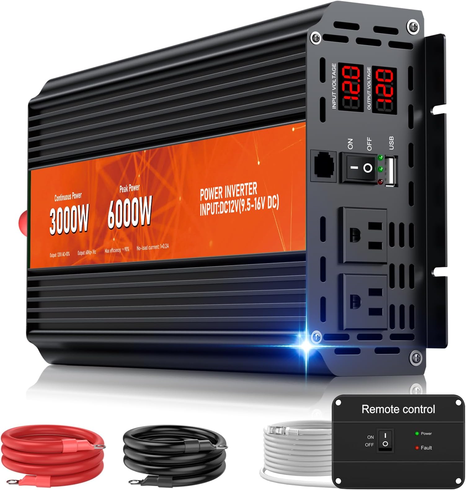 Amazon.com: 3000W Power Inverter,Peak Power 6000W 12V DC to AC 110V120V ...