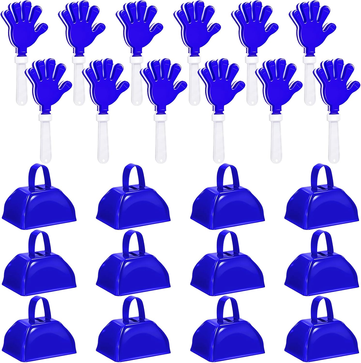 Amazon.com: 24 Pcs Metal Cowbells and Hand Clappers Cow Bells with Handle Cheering Clappers for ...