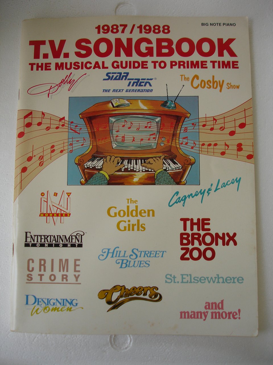 1987/1988 T.V. Songbook Big Note Piano Musical Guide To Prime Time ...
