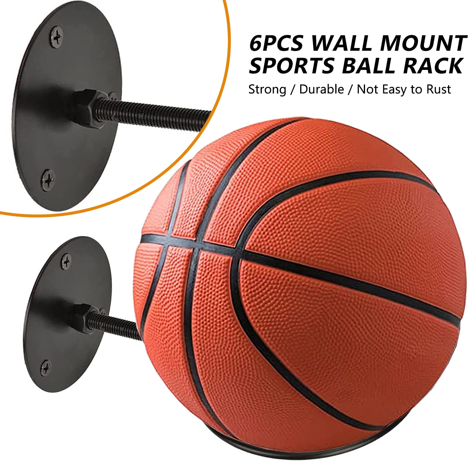 Snapklik.com : Metal Ball Holder Wall Mount Set Of 6,Universal Ball ...