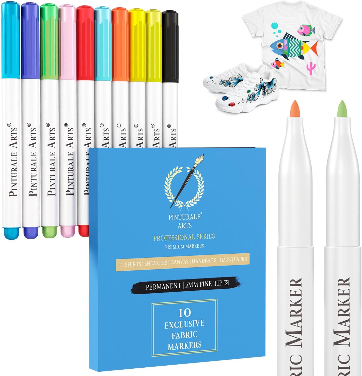 Pinturale Arts 10 Fabric Paint Pens | Fabric Pens Permanent For Clothes ...