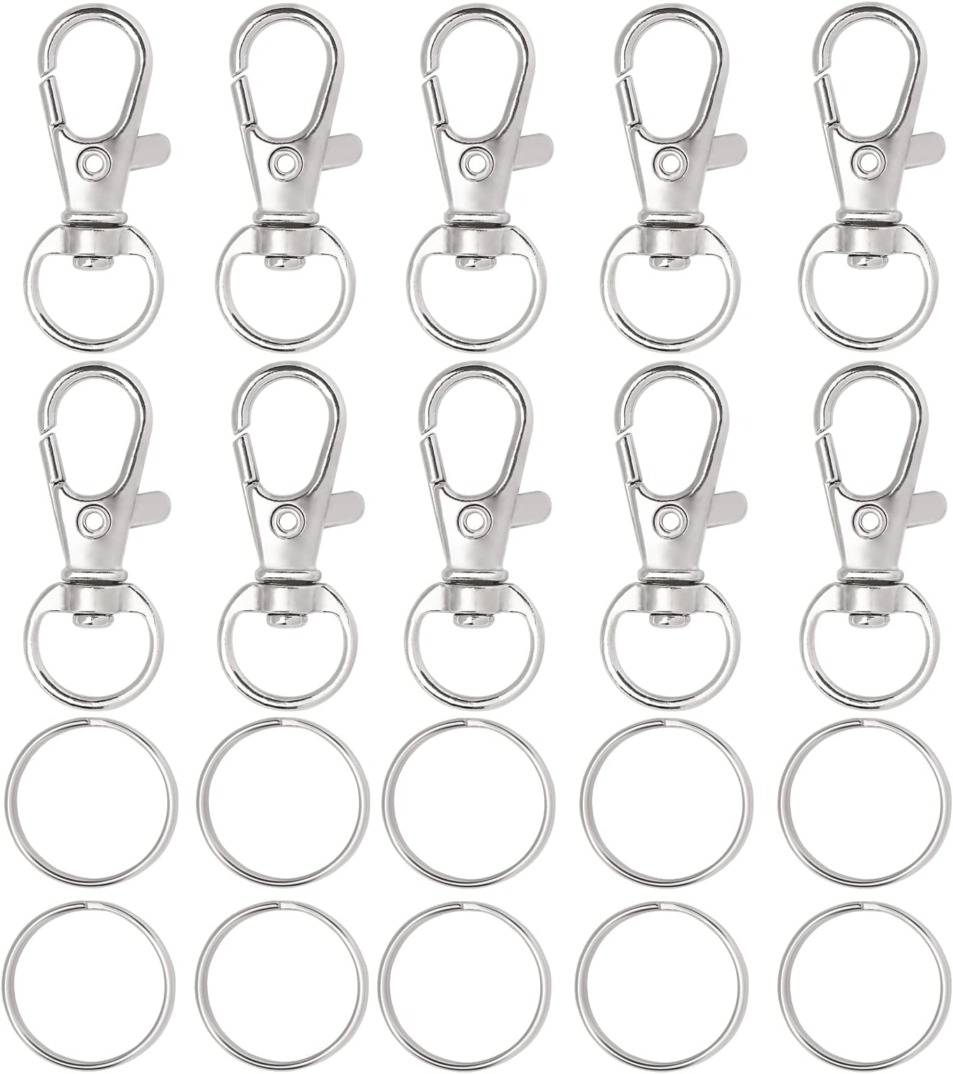 VEIWO 50PCS Metal Lobster Claw Clasps Trigger Clips Swivel Lanyard Snap ...