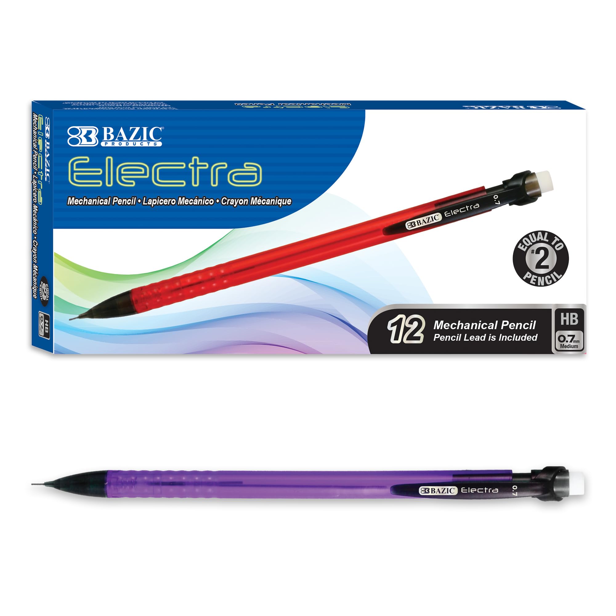 Amazon.com : BAZIC Mechanical Pencil Electra 0.7mm, Smooth Writing ...
