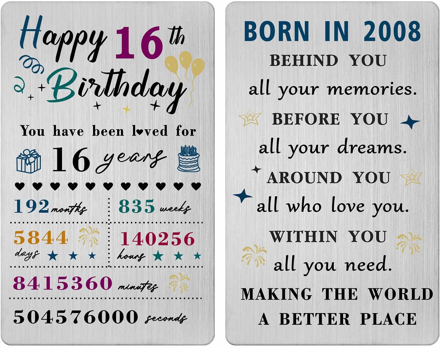 Amazon.com : Viayen 16th Birthday Card for Girls Boys 2008- Happy 16 ...