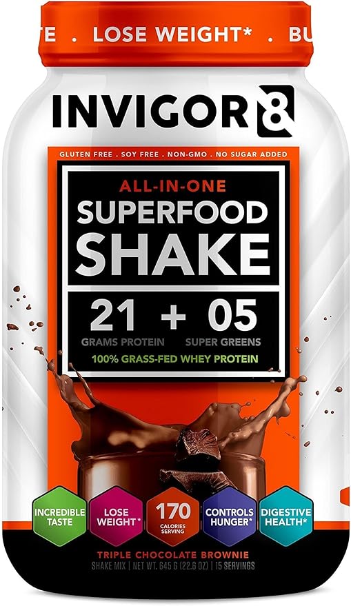 Amazon.com: INVIGOR8 Superfood Shake (Chocolate Brownie) with Immunity ...