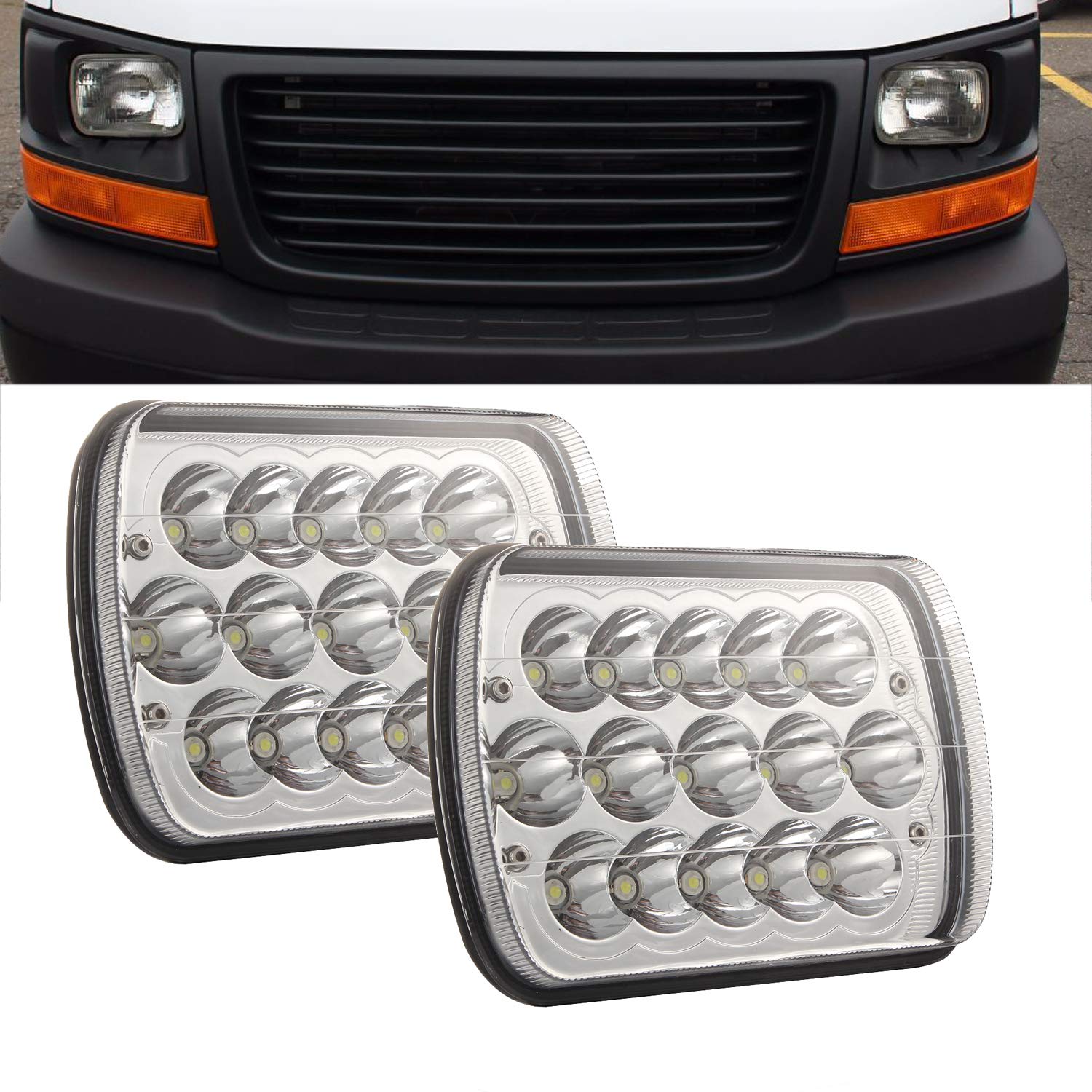 Snapklik.com : GSRECY 5x7 7x6 Inch LED Headlight Assemblies Hi/Lo ...