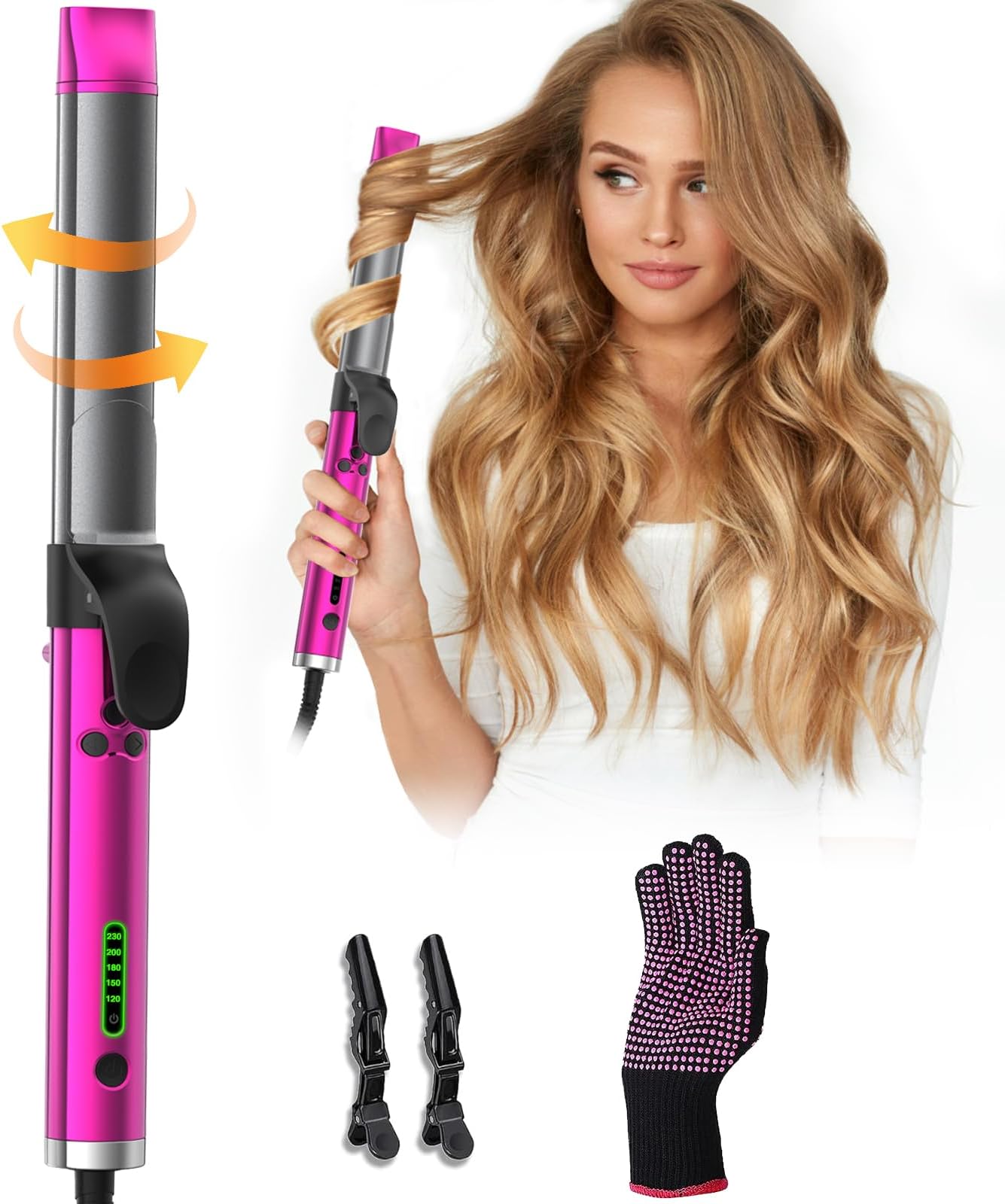 Amazon.com: Automatic Curling Iron, Anti-Scald Hair Curler, Rotating ...