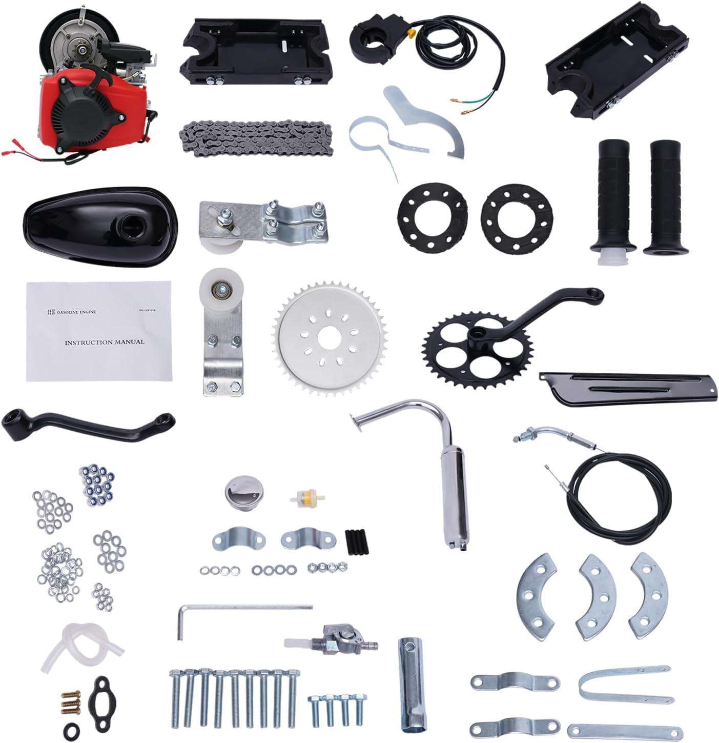 Amazon.com: 49CC 4-Stroke Gas Motorized Bike Engine Kit, Belt Drive OHV ...