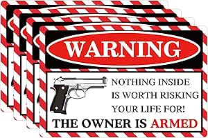 Gun Warning Sticker Security Warning Stickers - 4 x 6 Inch Gun Signs No ...